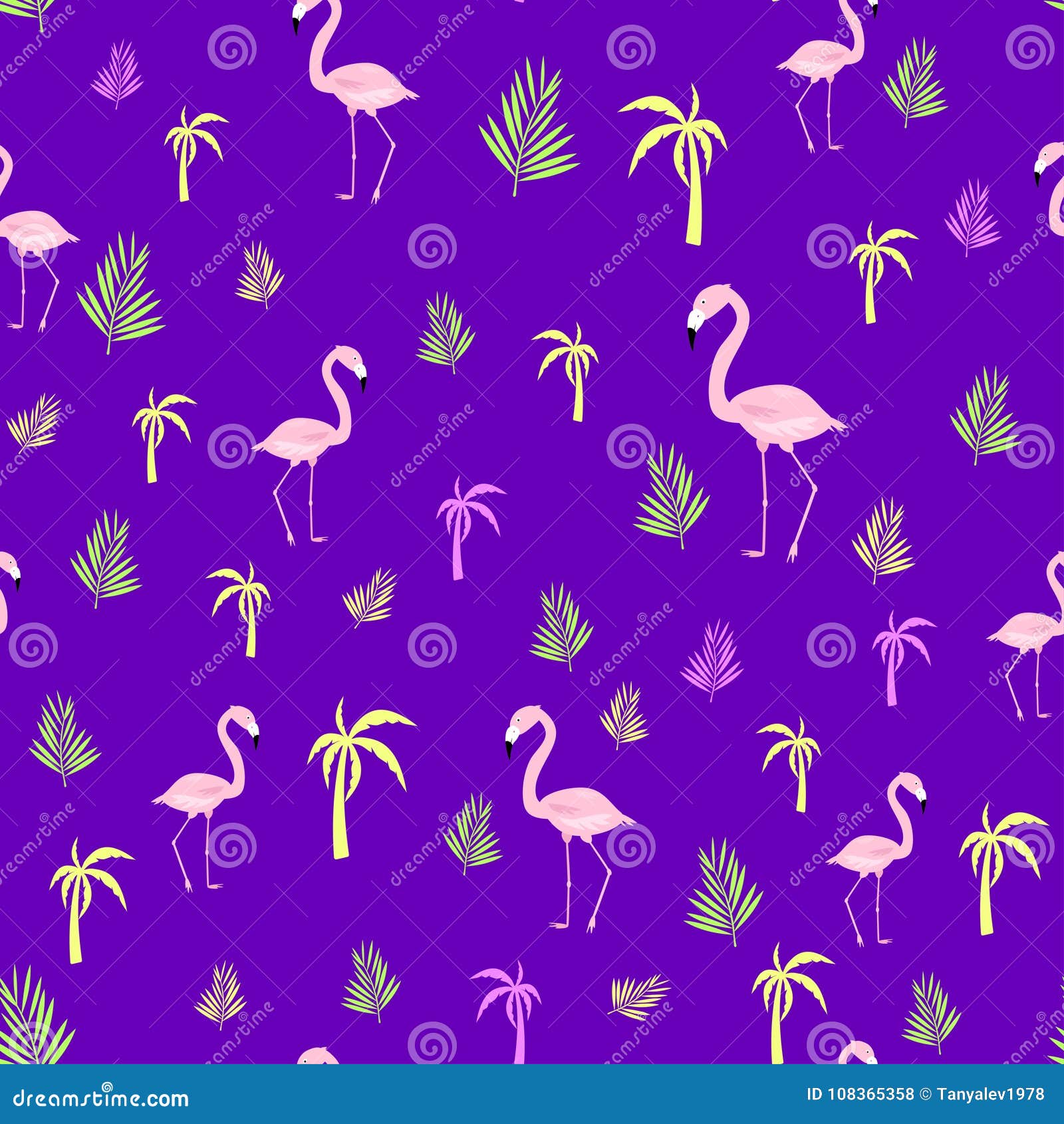 Flamingo Palm Seamless Pattern Stock Illustration - Illustration of ... Flamingo Palm Seamless Pattern Stock Illustration - Illustration of ...