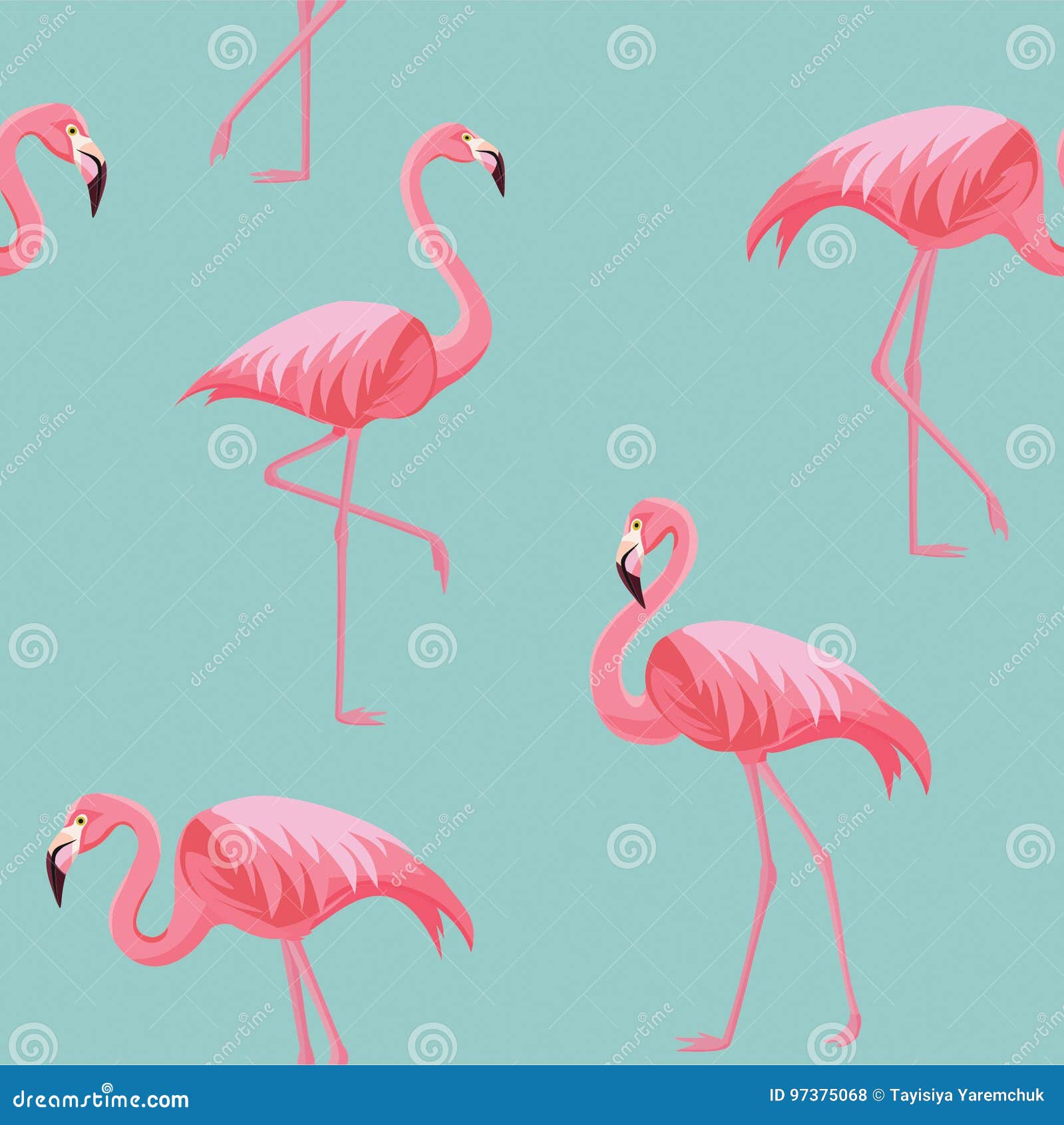 Flamingo Pattern. Vector Seamless Texture. Stock Vector - Illustration ...