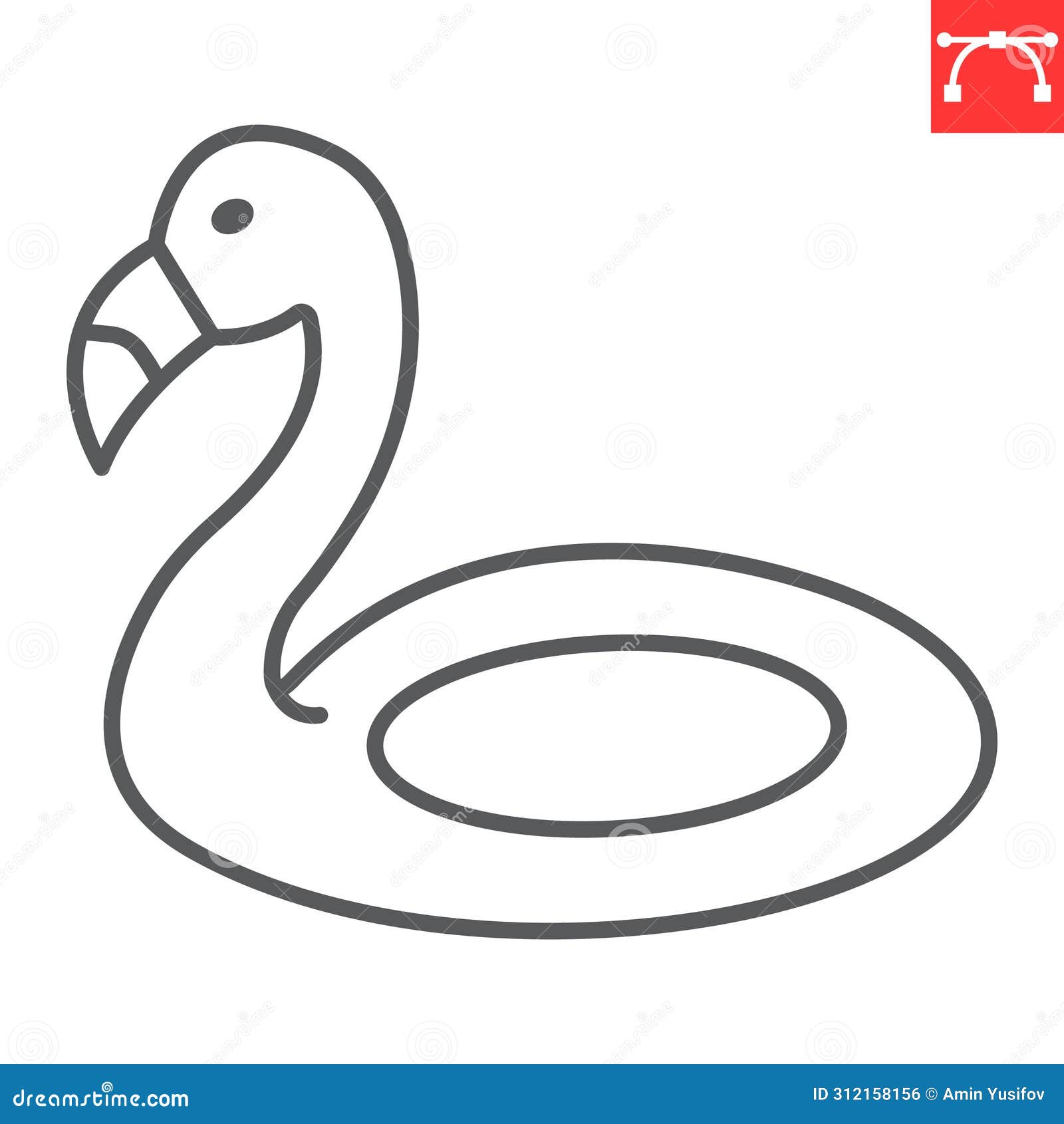 Flamingo Pool Float Line Icon Stock Vector - Illustration of vector ...