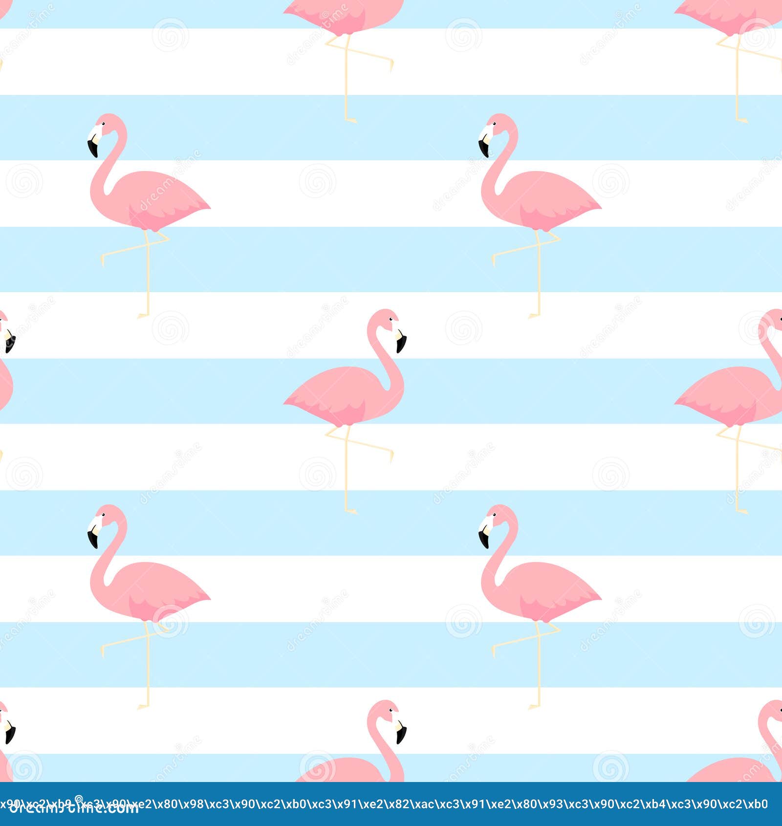 Flamingo Seamless Pattern Vector Illustration White Background. Stock ...