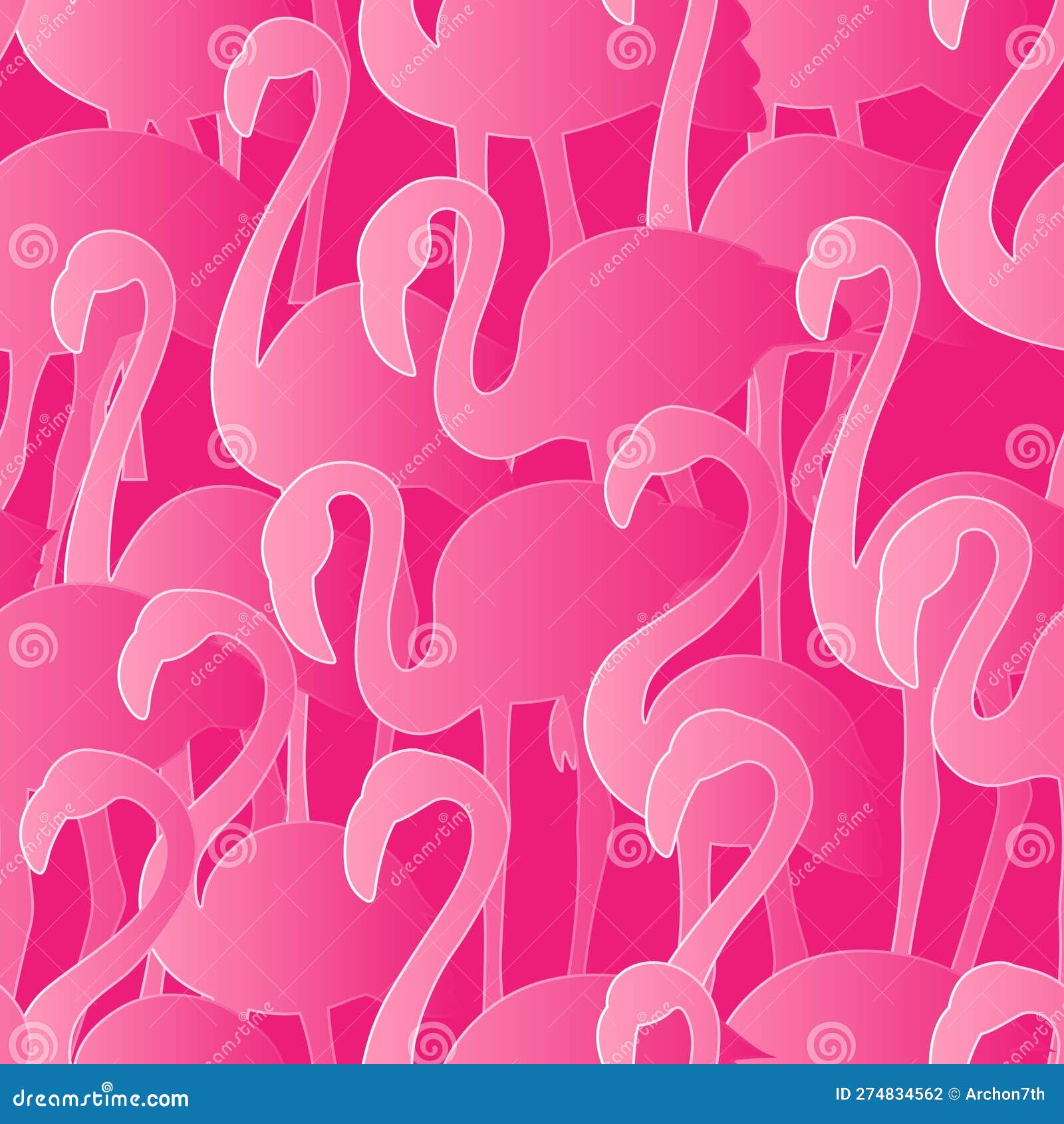 Flamingo Seamless Pattern. Vector Tropical Exotic Texture. Hand Drawn ...