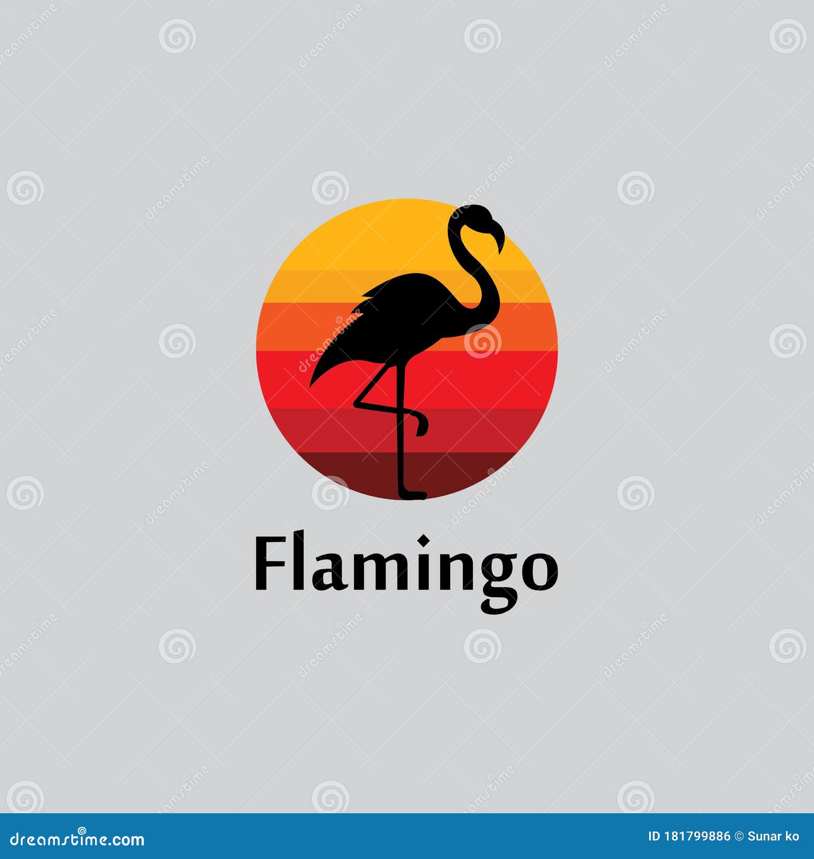Flamingo Silhouette Scene at Sunset Logo Design Vector Stock Vector ...