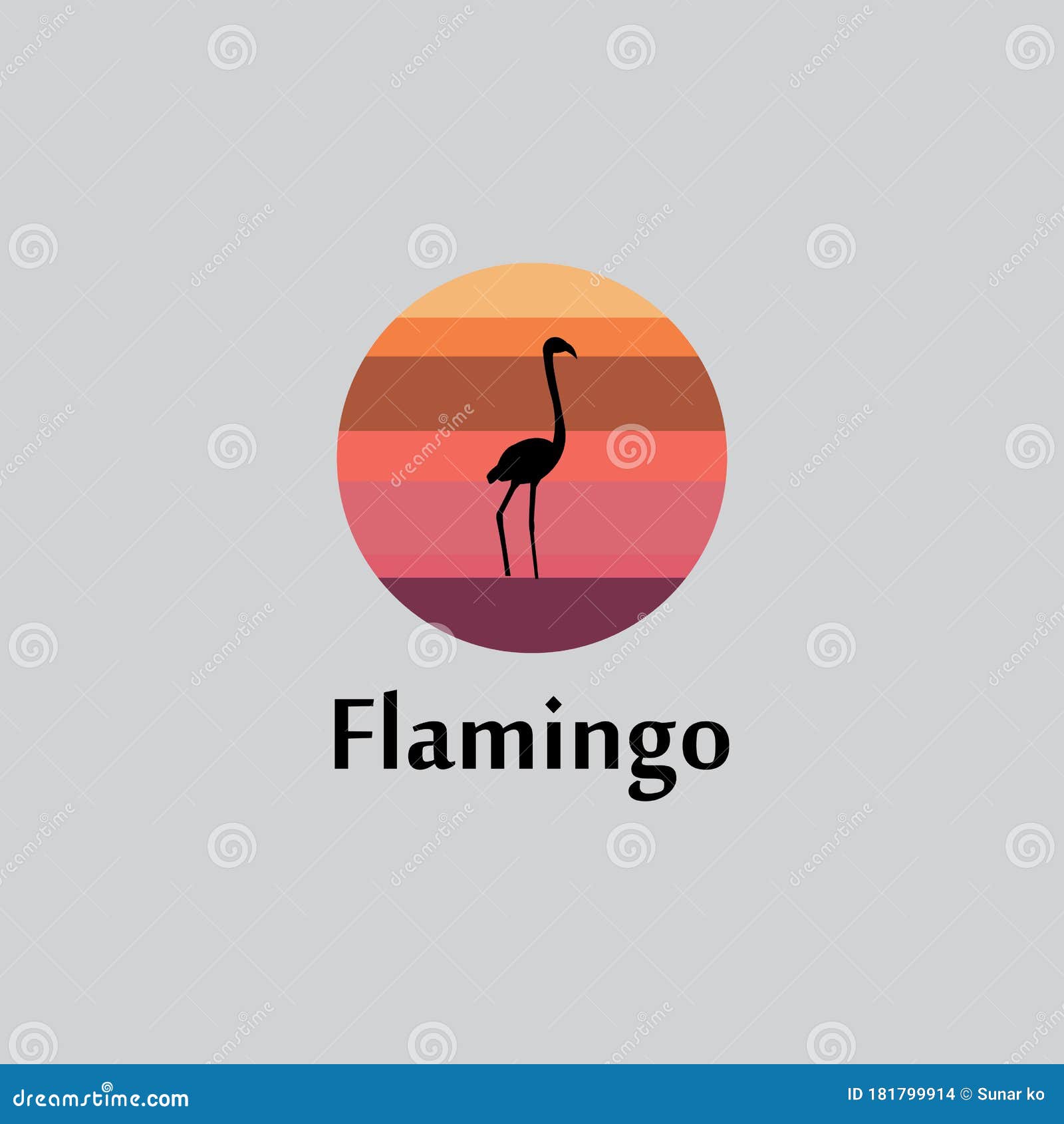 Flamingo Silhouette Scene at Sunset Logo Design Vector Stock Vector ...