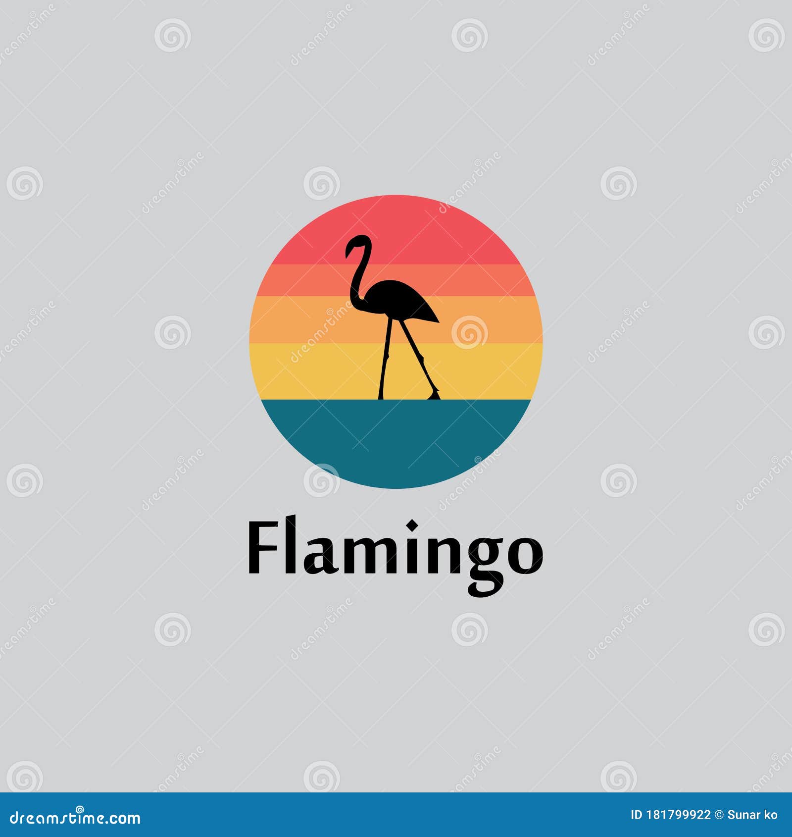 Flamingo Silhouette Scene at Sunset Logo Design Vector Stock Vector ...