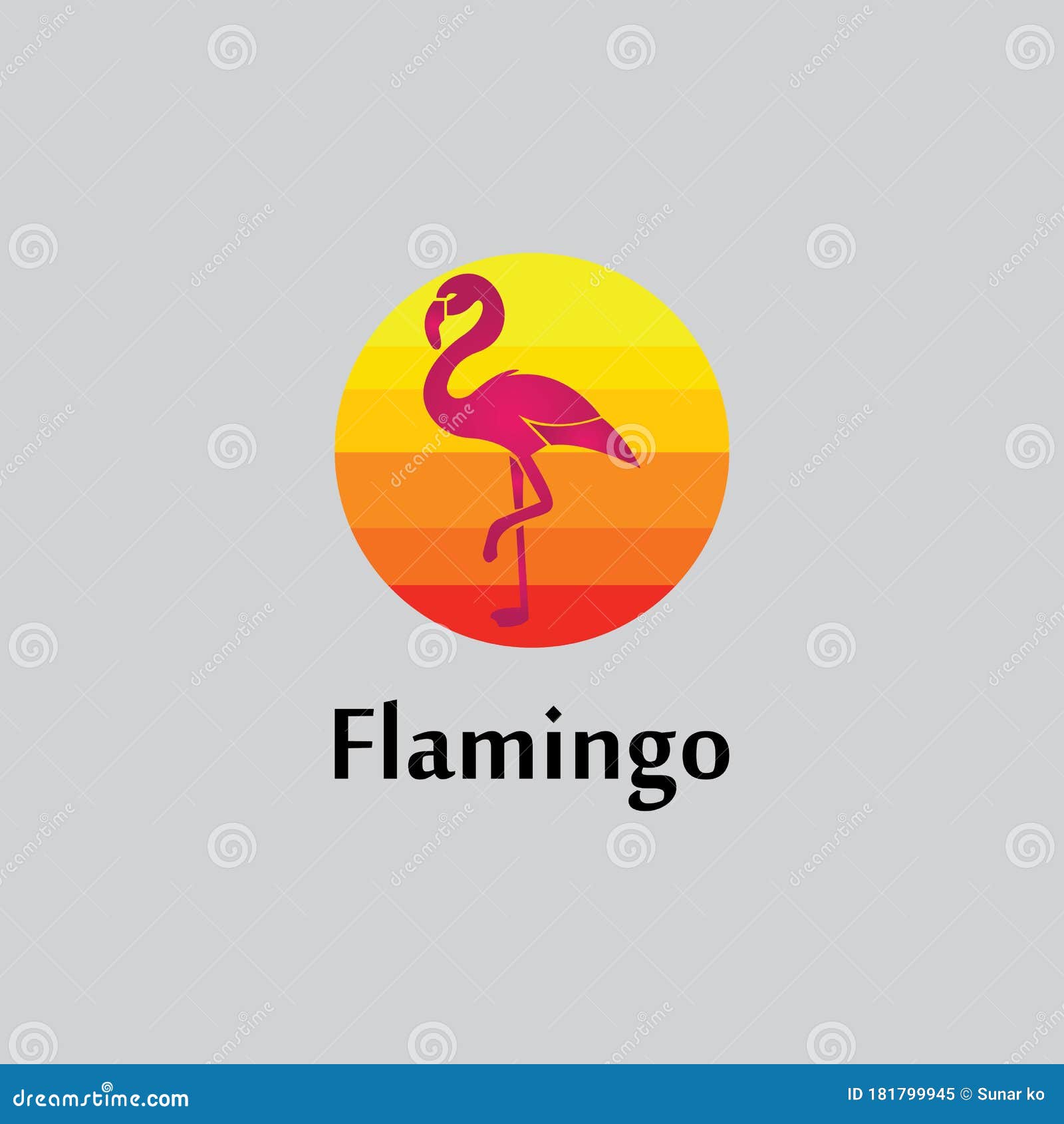 Flamingo Silhouette Scene at Sunset Logo Design Vector Stock Vector ...