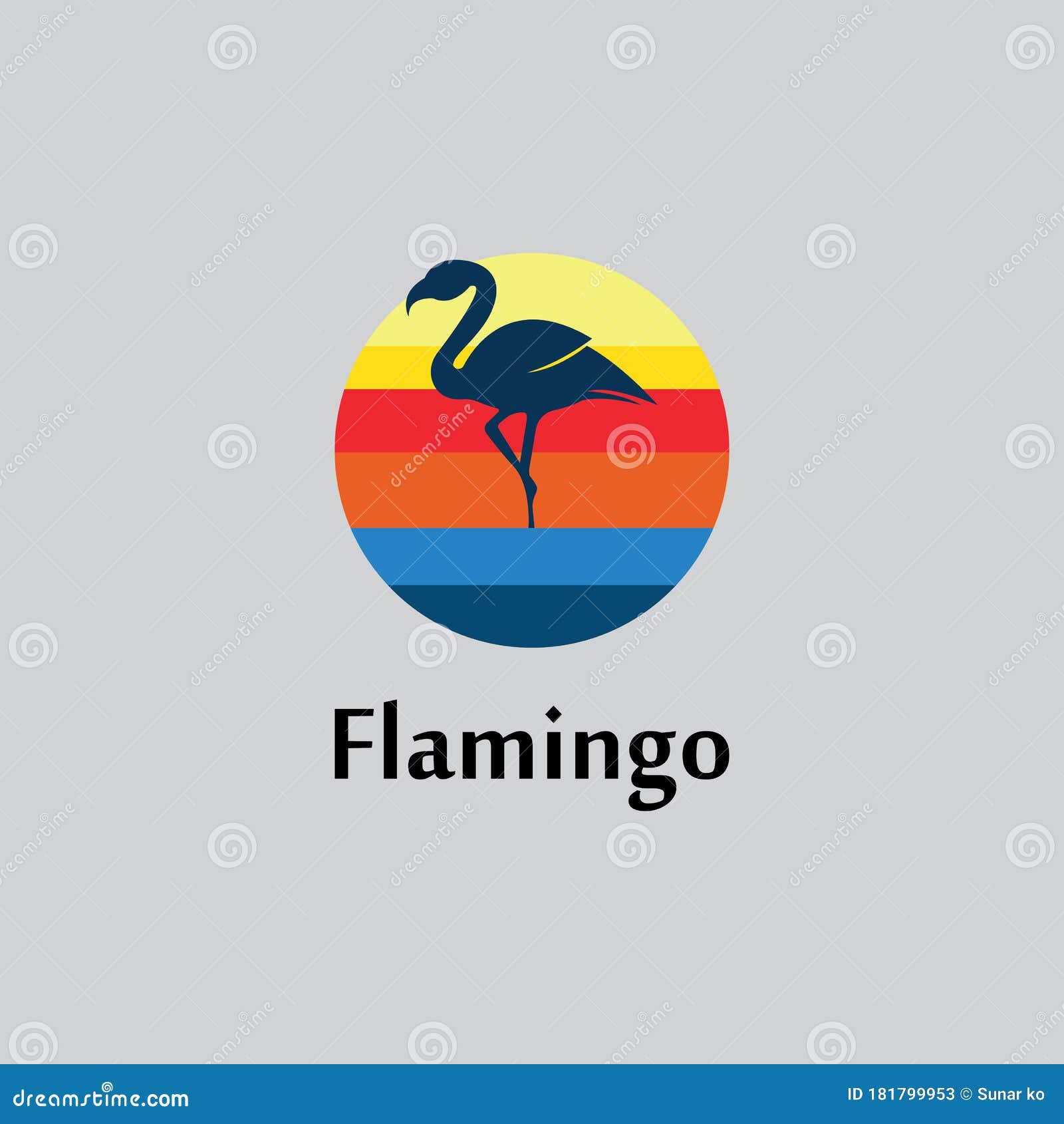 Flamingo Silhouette Scene at Sunset Logo Design Vector Stock Vector ...