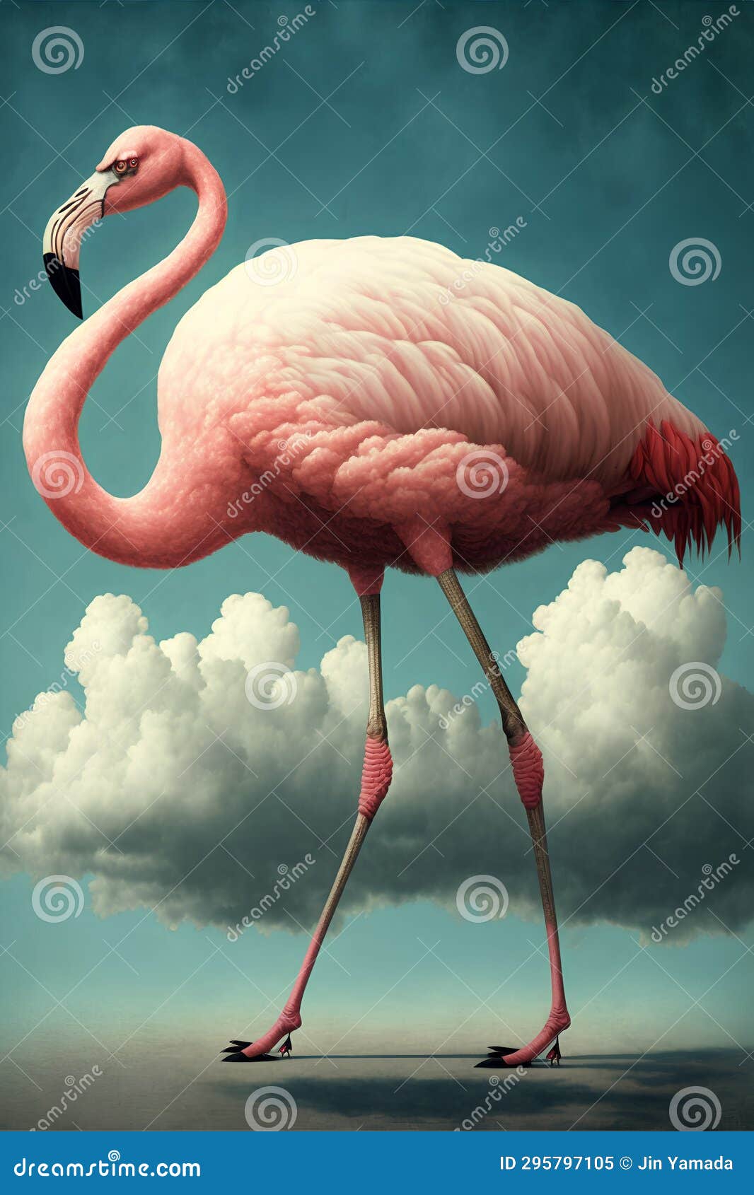 Flamingo in the Sky with Clouds. 3D Illustration Stock Illustration ...