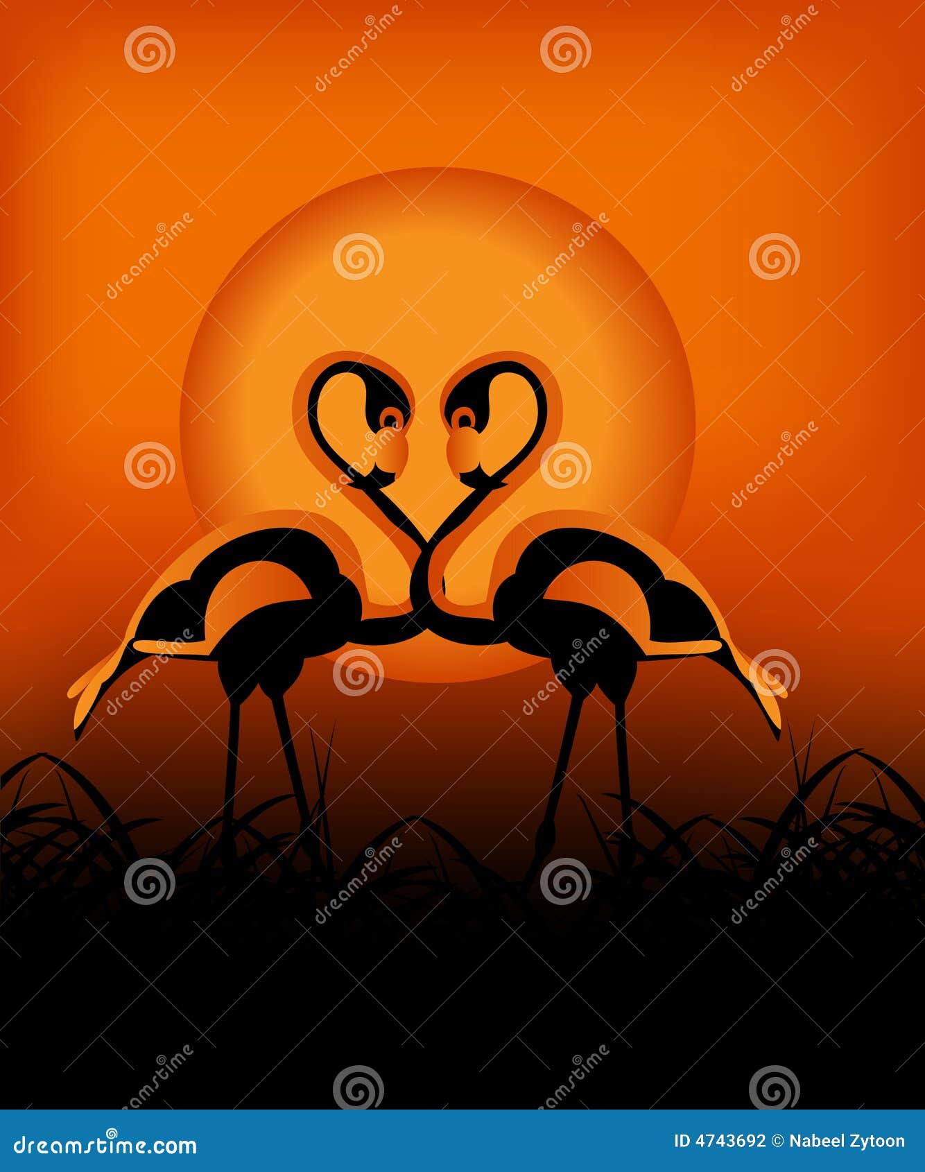 Flamingo in the sunset stock vector. Illustration of nature - 4743692