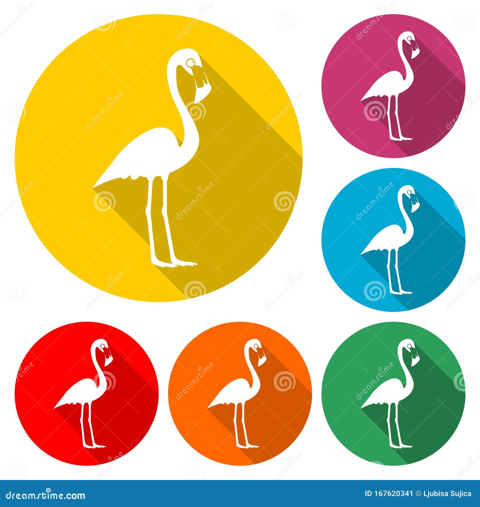 Flamingo-Symbol Mit Langem Schatten Vektor Abbildung - Illustration von ...