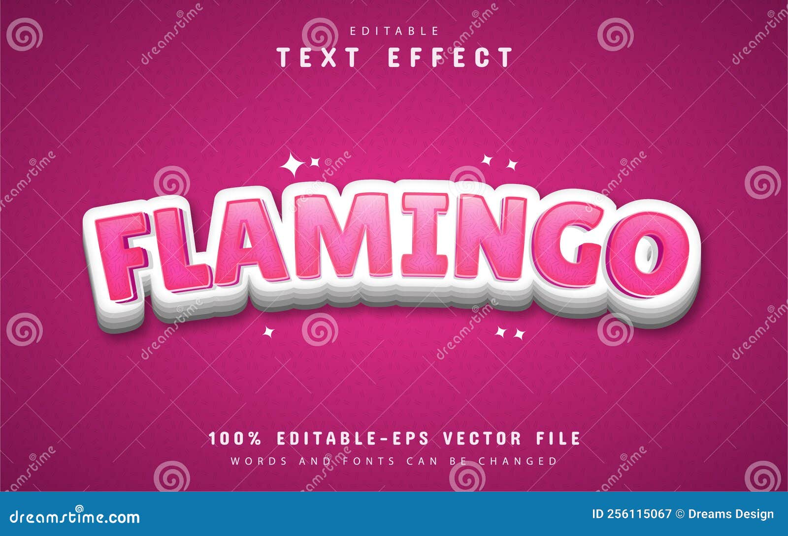 Flamingo text effect stock vector. Illustration of light - 256115067