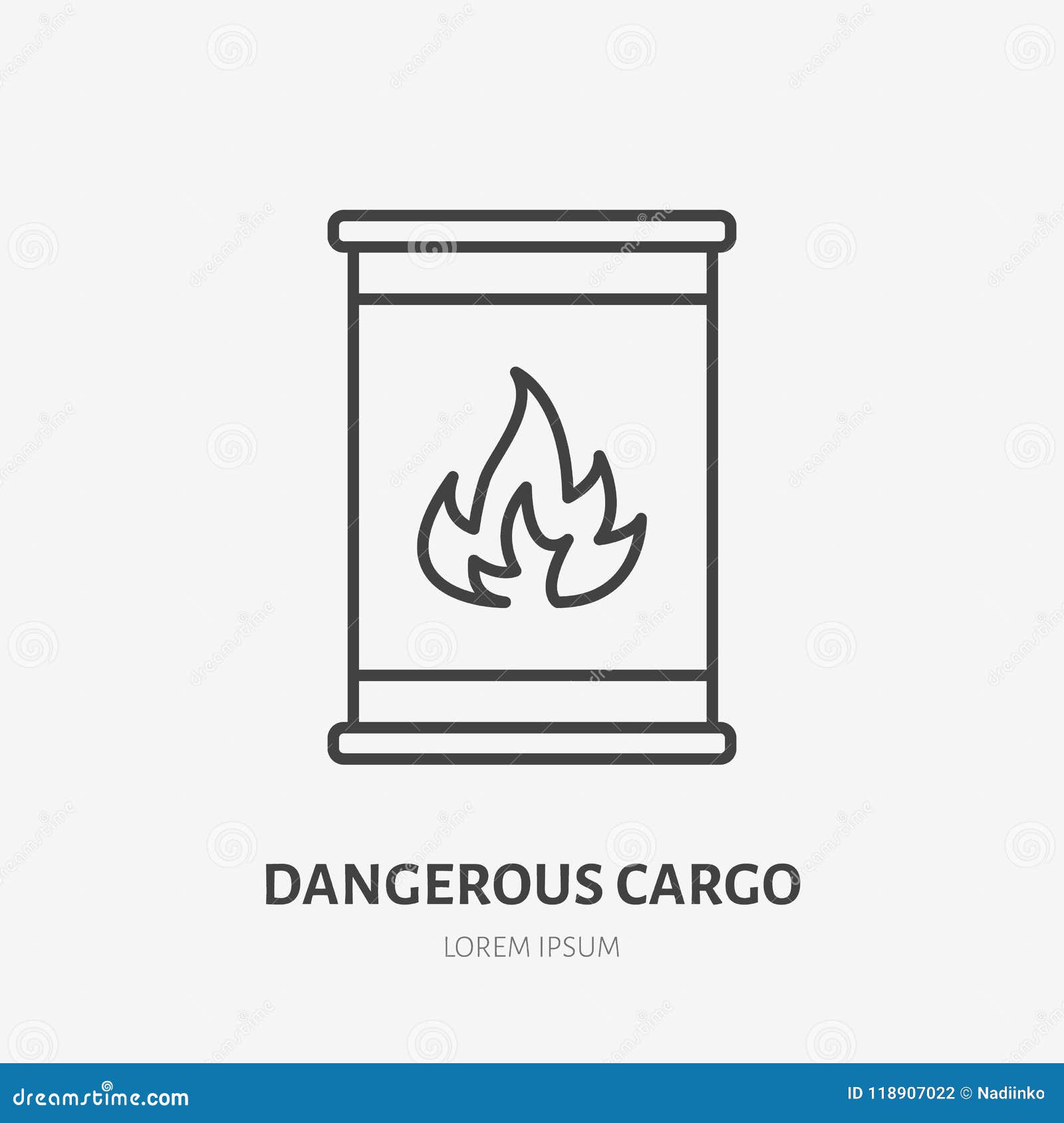 Flammable Cargo Flat Line Icon. Barrel with Flame Danger Warning Sign ...