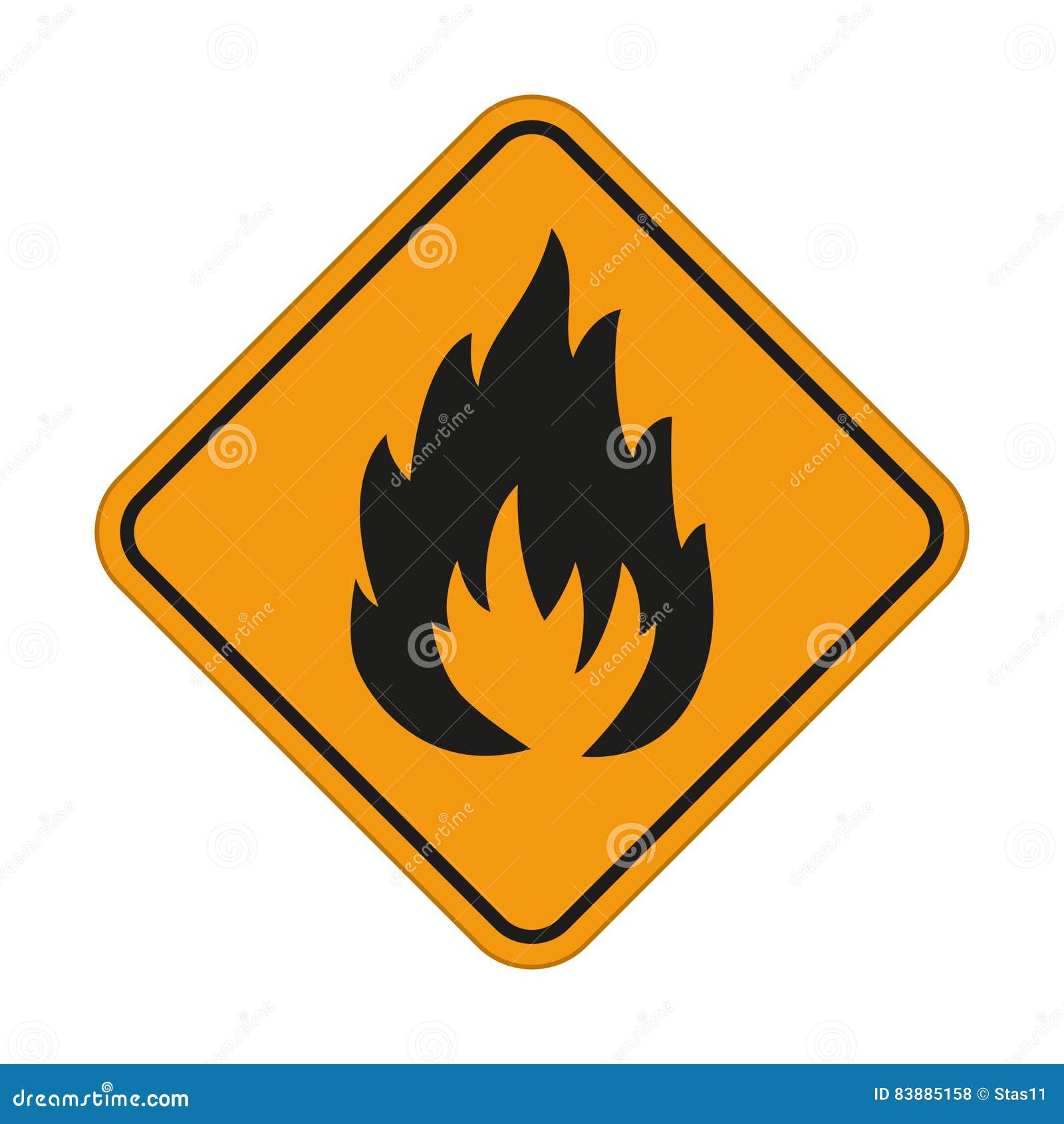 Flammable Danger Orange Sign on a White Background Stock Vector ...