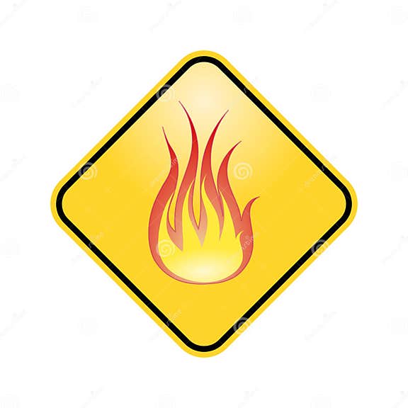 Flammable Flame Sign on Yellow Diamond Board Stock Vector ...