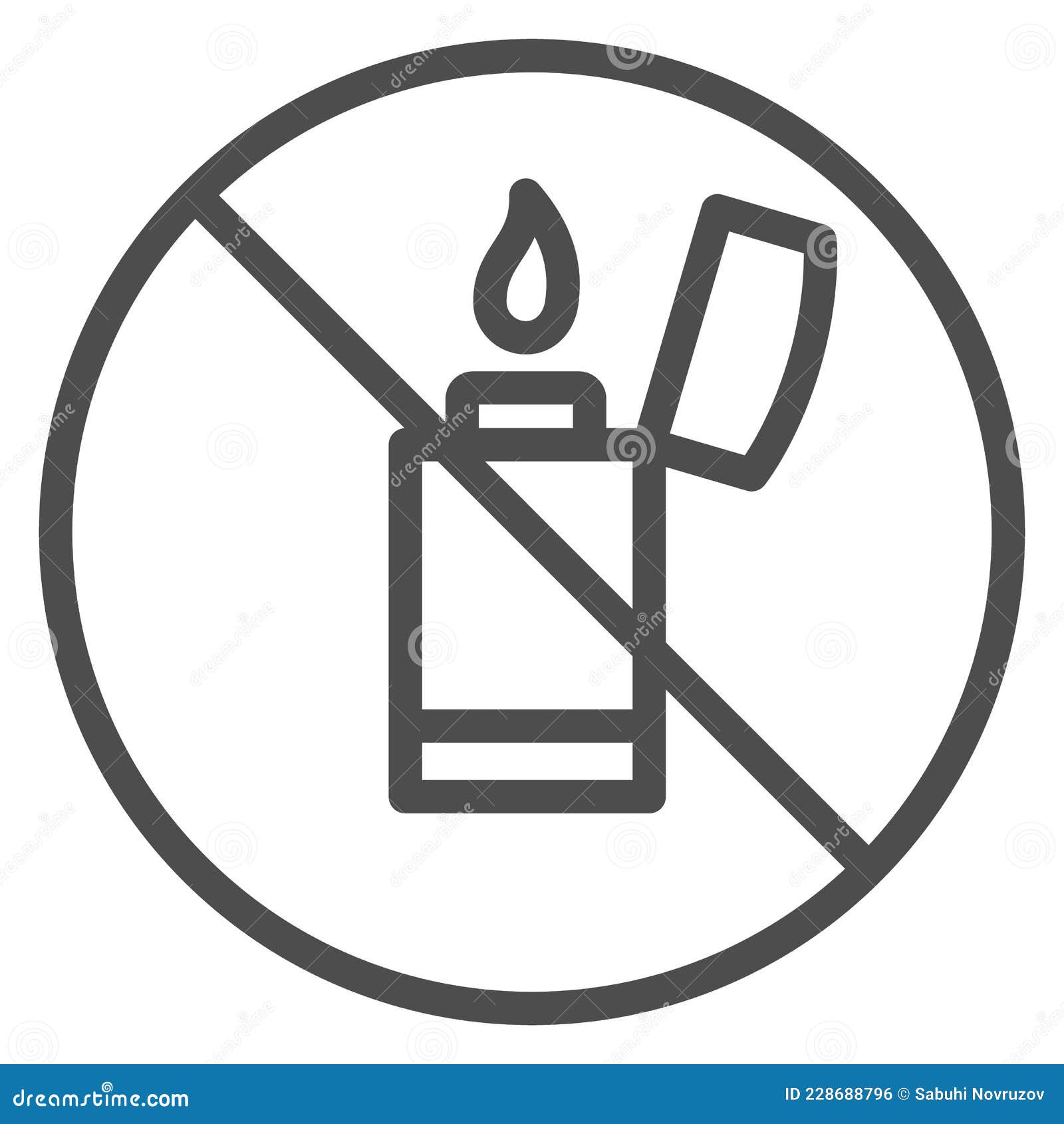 Flammable Items Prohibited Sign Line Icon, Security Check Concept ...