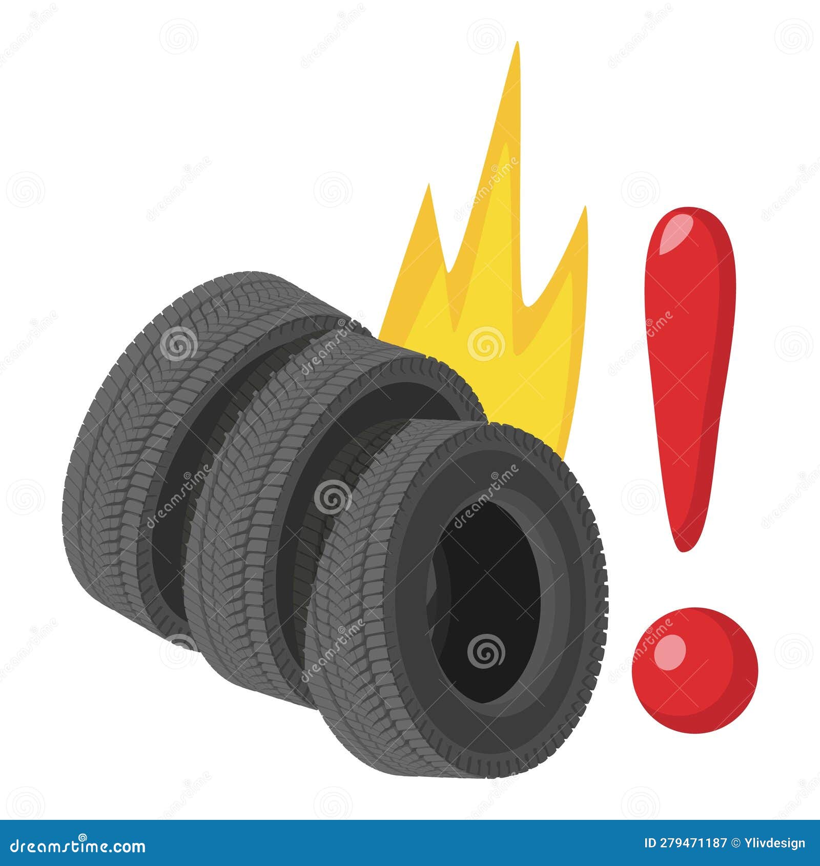 Flammable Material Icon Isometric Vector. Burning Car Tire and ...