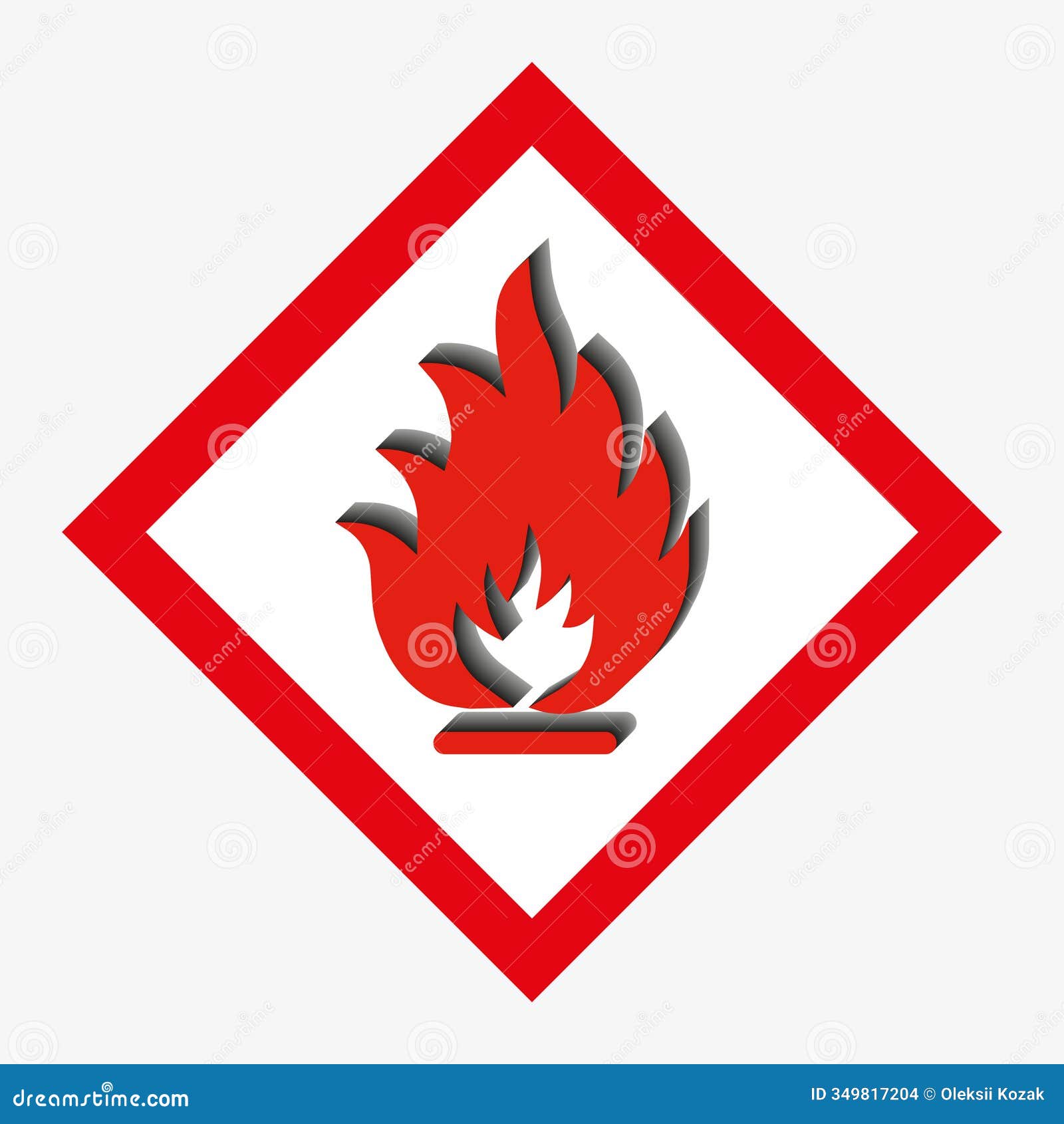 The Red Sticker Is Flammable. Fire In A Triangle. Warning About The ...