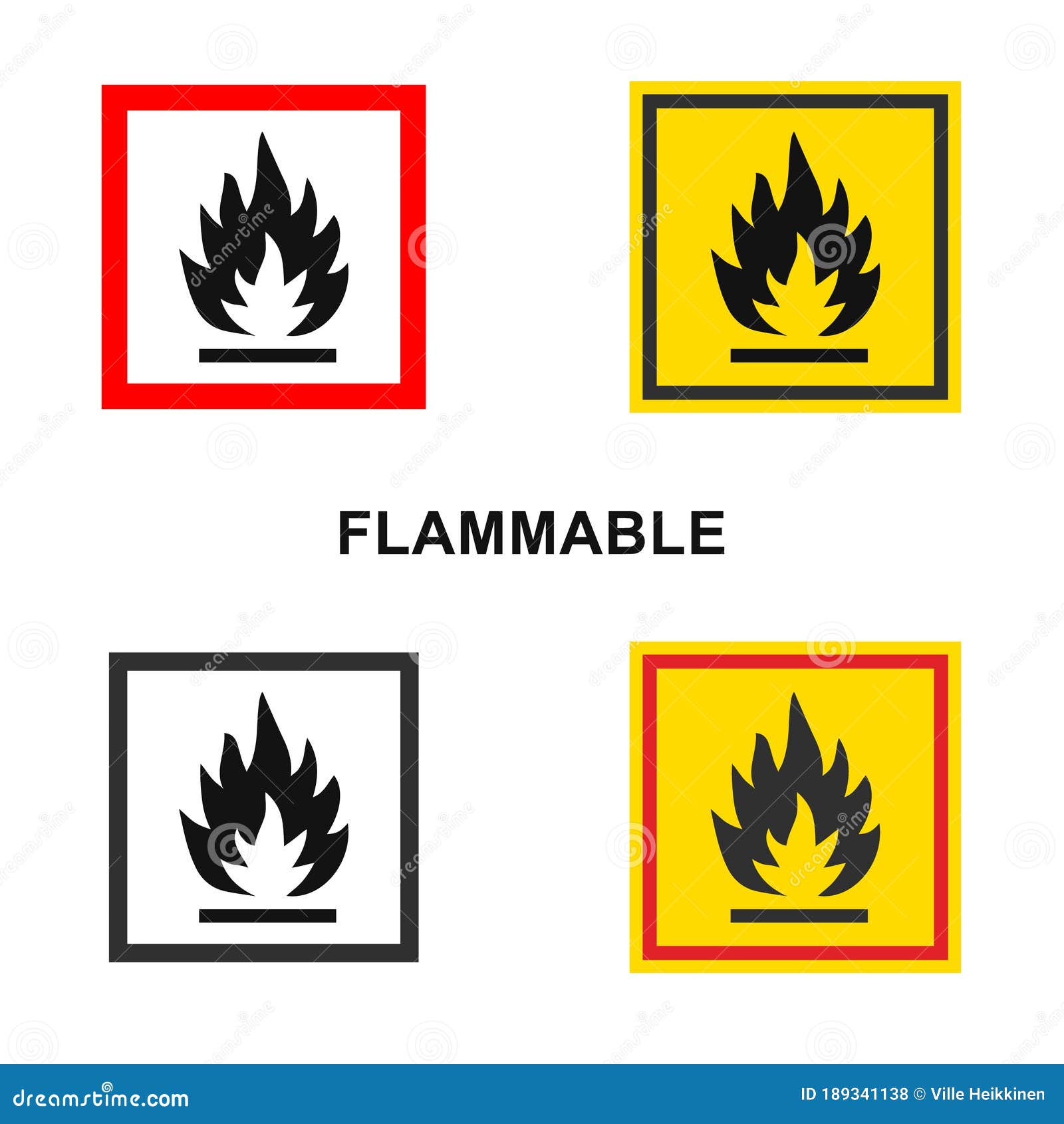 Flammable Packaging Icon. Flame Fire Logo Symbol. Warning Danger Sign ...