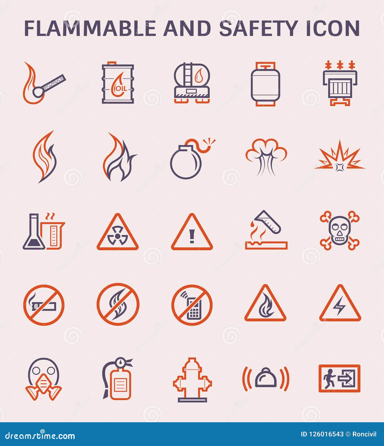Flammable safety icon stock vector. Illustration of fire - 126016543