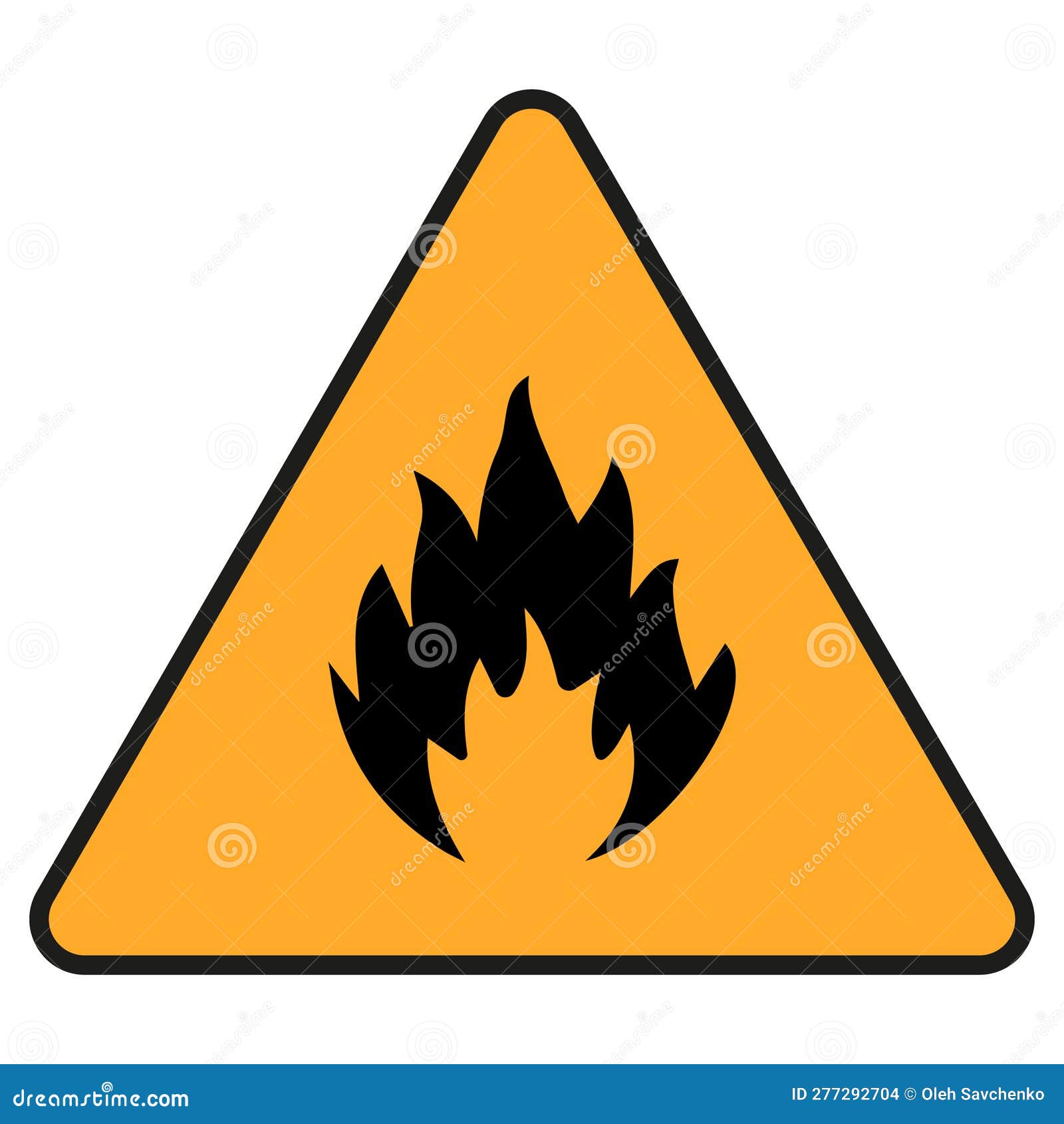 Flammable Sign, Flame Pictogram. Orange Triangle Framed by a Black Line ...