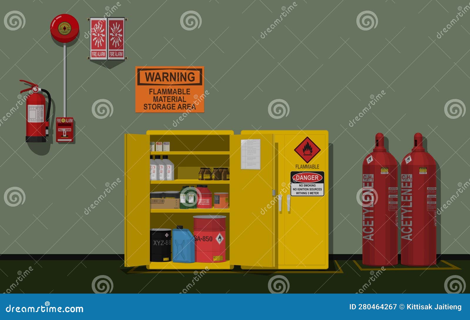 Flammable Storage Area in Some Factory Stock Vector - Illustration of ...