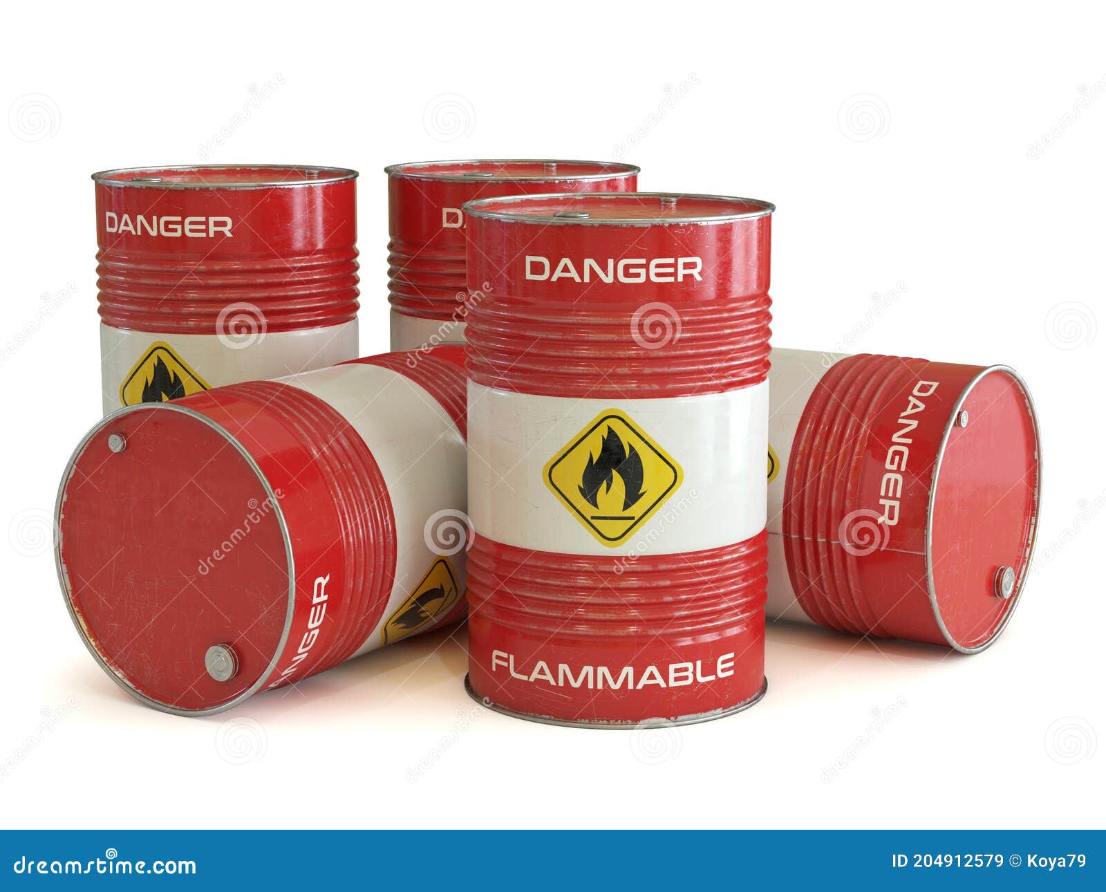 Flammable Substance Red Barrels with Flammable Symbol 3d Rendering ...