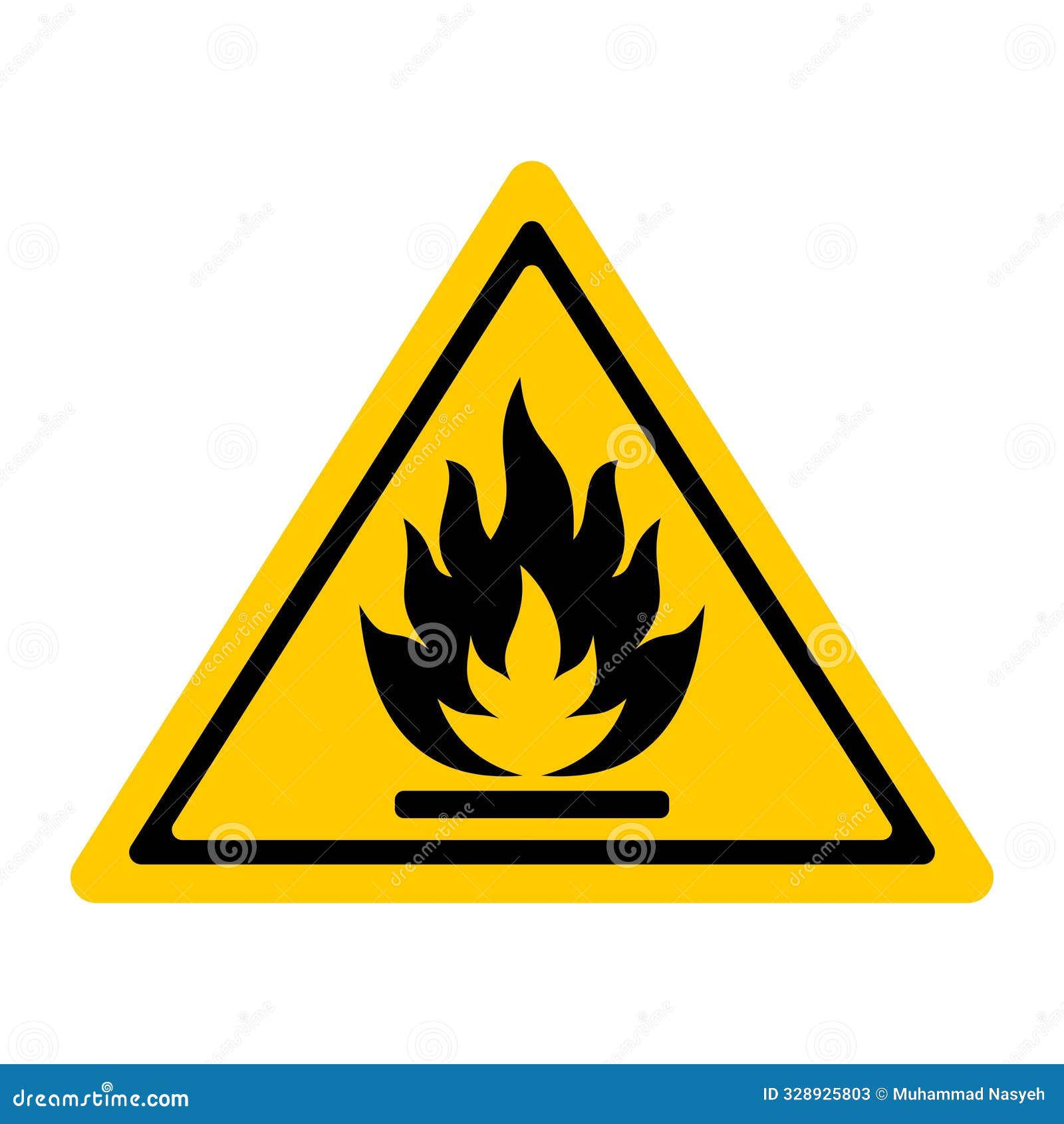 Flammable Substances Sign. Vector Illustration of Yellow Triangle ...