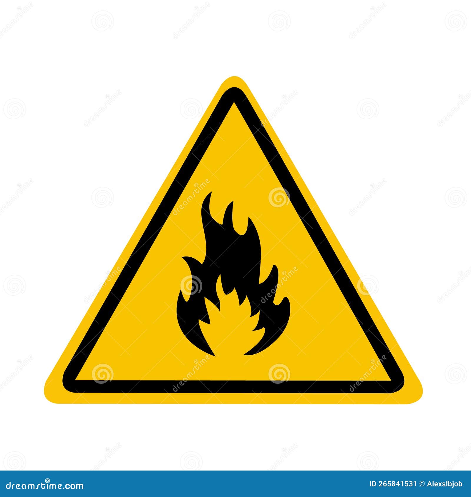 Flammable Substances Sign. Yellow Triangle with Flame Inside Stock ...