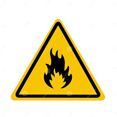 Flammable Substances Sign. Yellow Triangle with Flame Inside Stock ...
