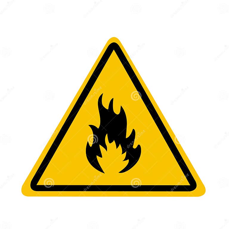 Flammable Substances Sign. Yellow Triangle with Flame Inside Stock ...
