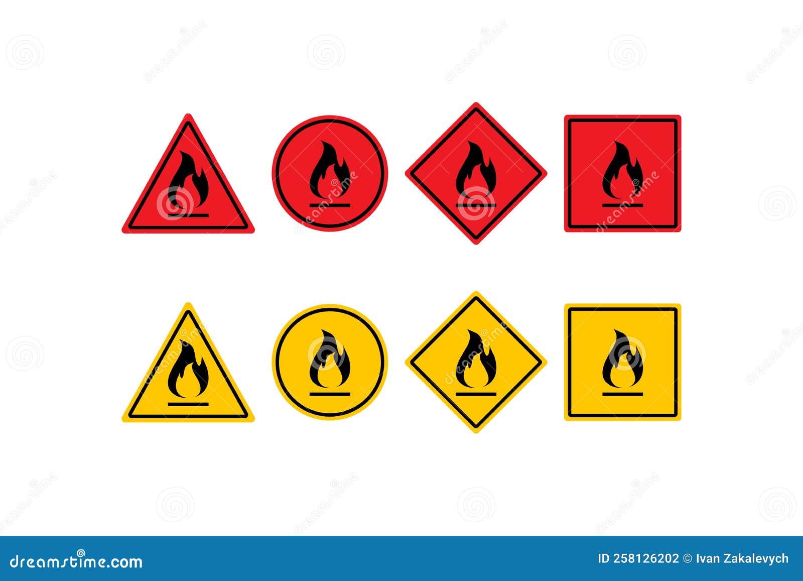 Flammable Warning Sign Icon. Danger and Fire Sticker Symbol. Sign ...