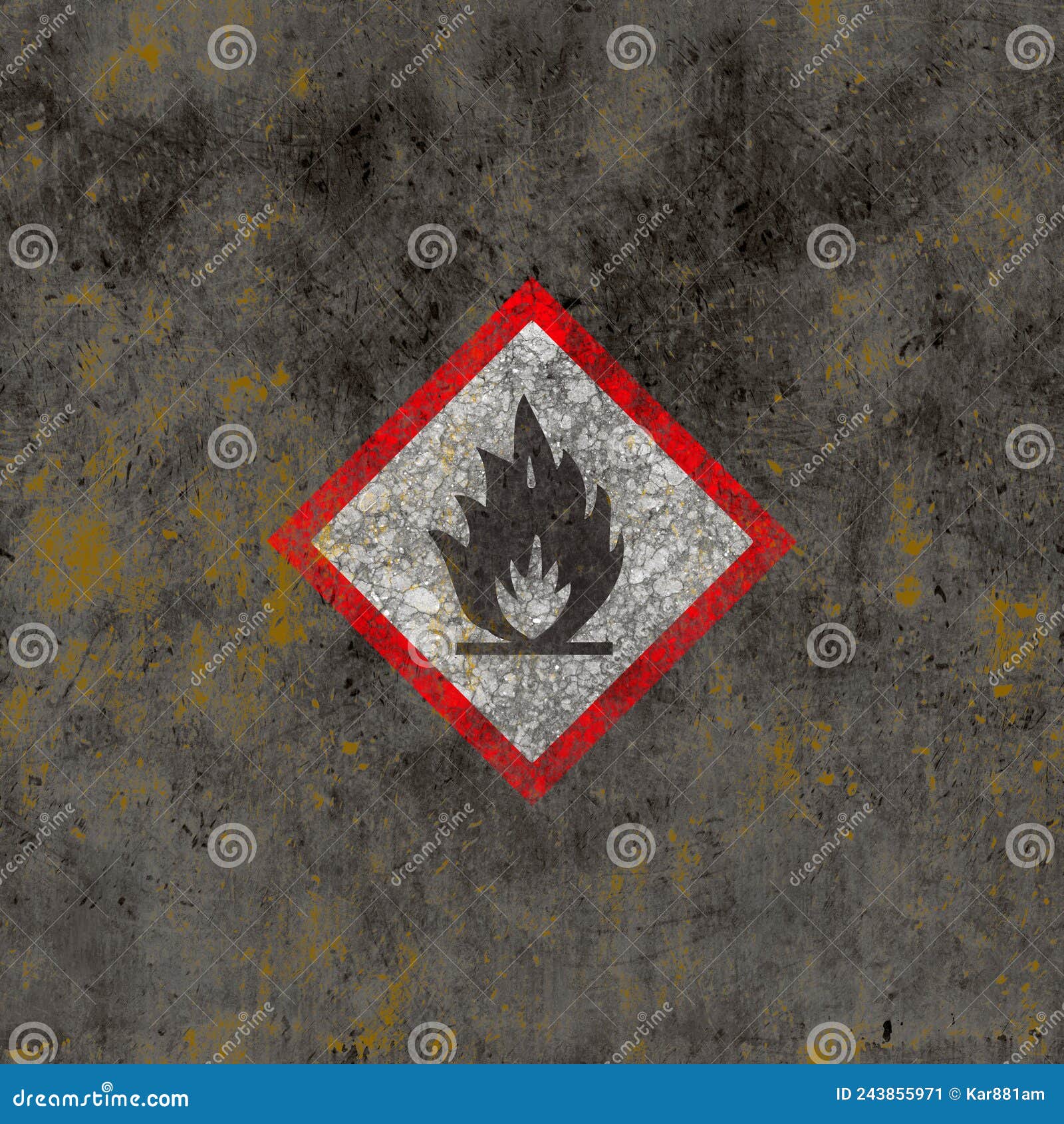 Flammable Warning Sign. on the Wall Stock Image - Image of attention ...