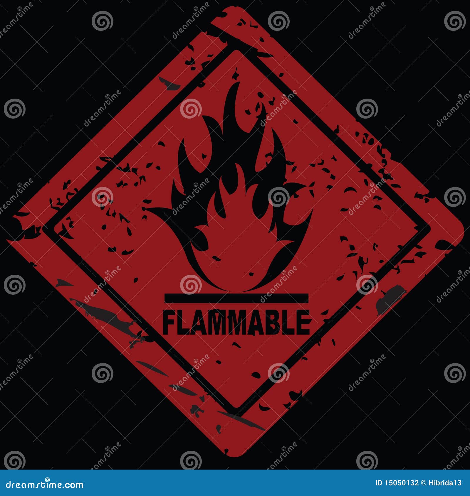 Flammable Fire Hazard Warning Symbol On Yellow Triangular Sign. Vector ...