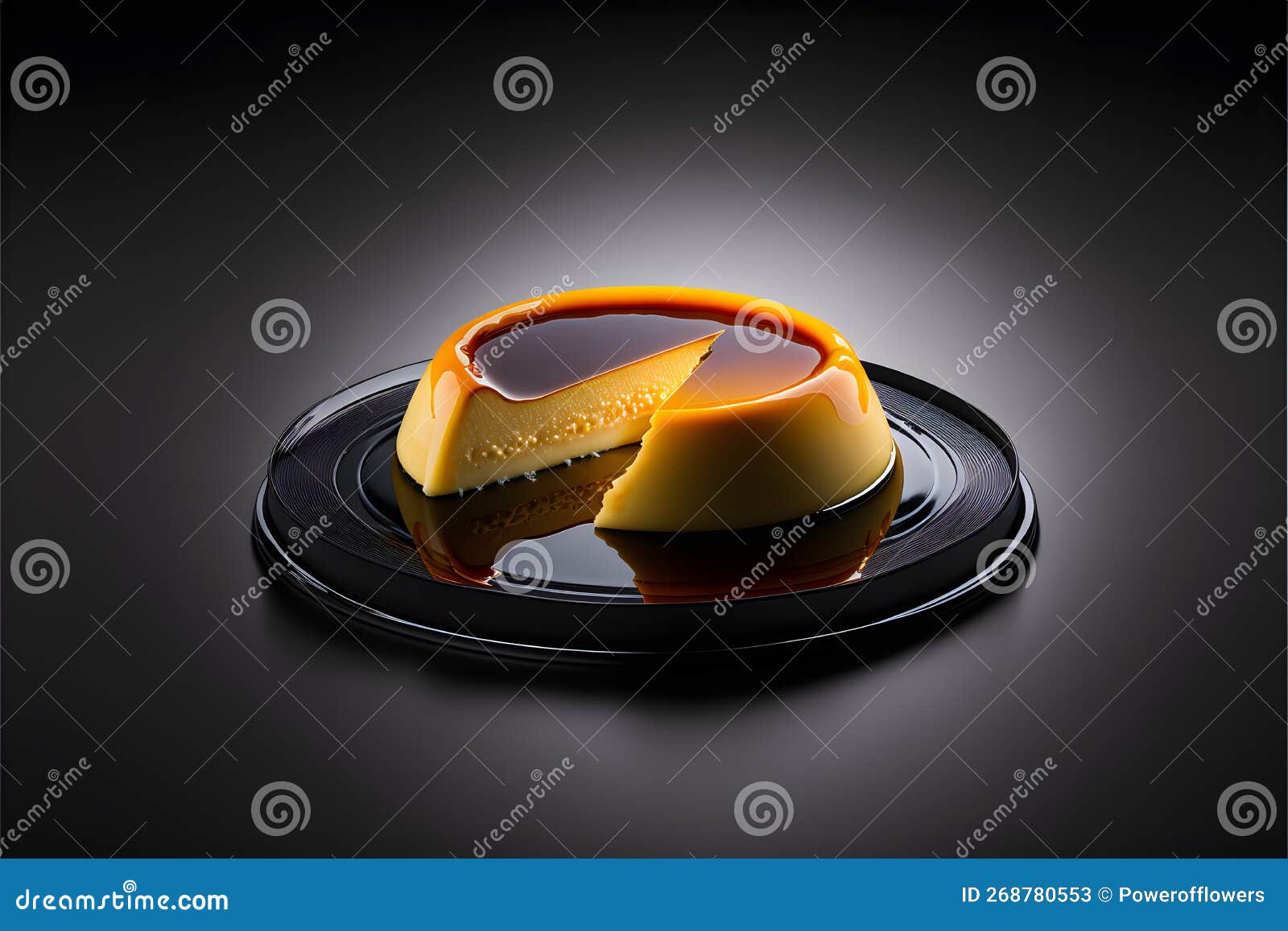 Flan on Black Background Created with Generative AI Technology Stock ...