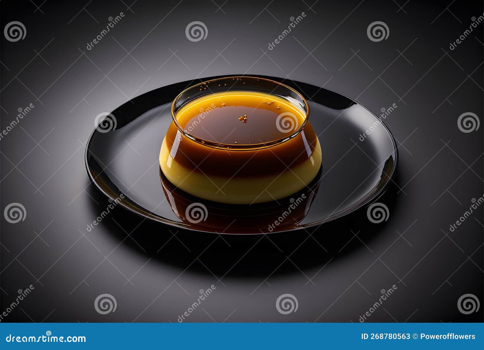 Flan On Black Background Created With Generative AI Technology Royalty ...