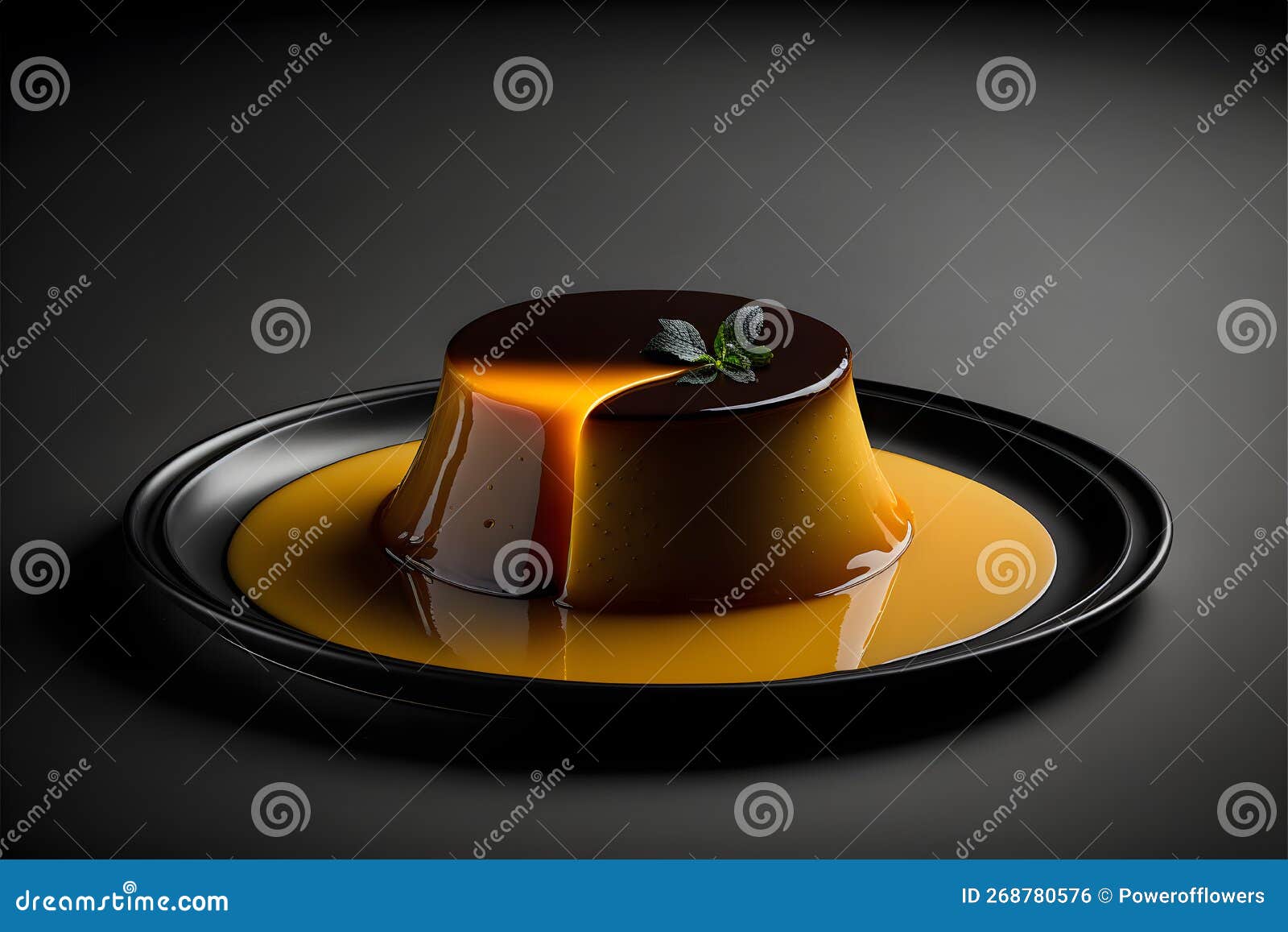 Flan On Black Background Created With Generative AI Technology Stock ...