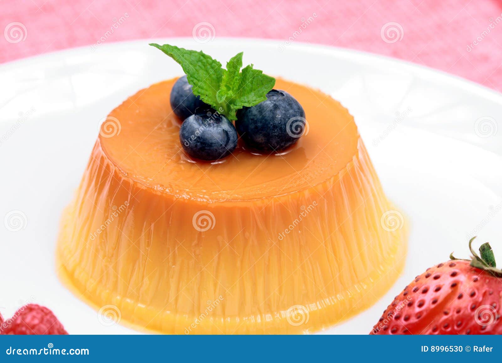 Flan dessert stock photo. Image of caramel, sugar, raspberry - 8996530