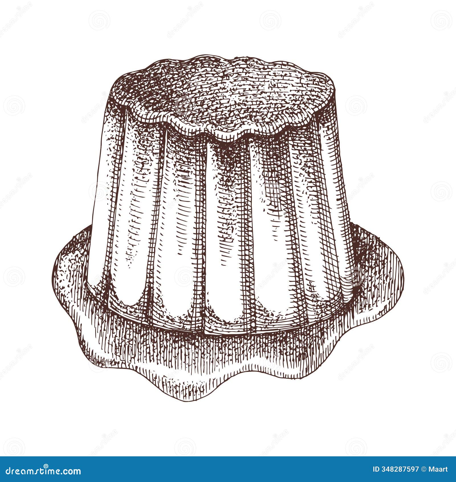 Flan Dessert Vector Hand Drawn Illustration Stock Image - Image of ...