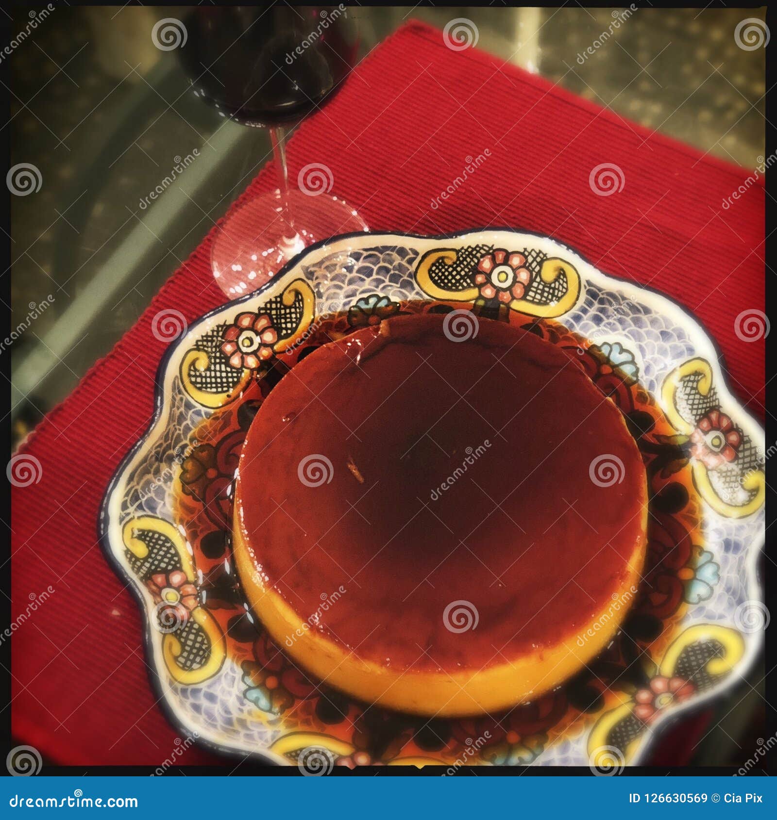 Flan stock image. Image of ingredients, beverage, wine - 126630569