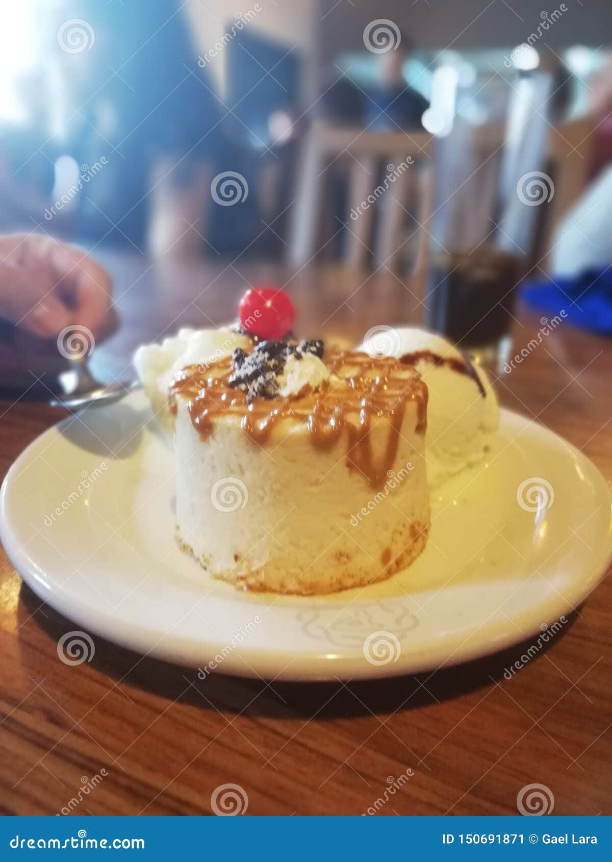 Flan stock image. Image of enjoy, icecream, cherry, flan - 150691871