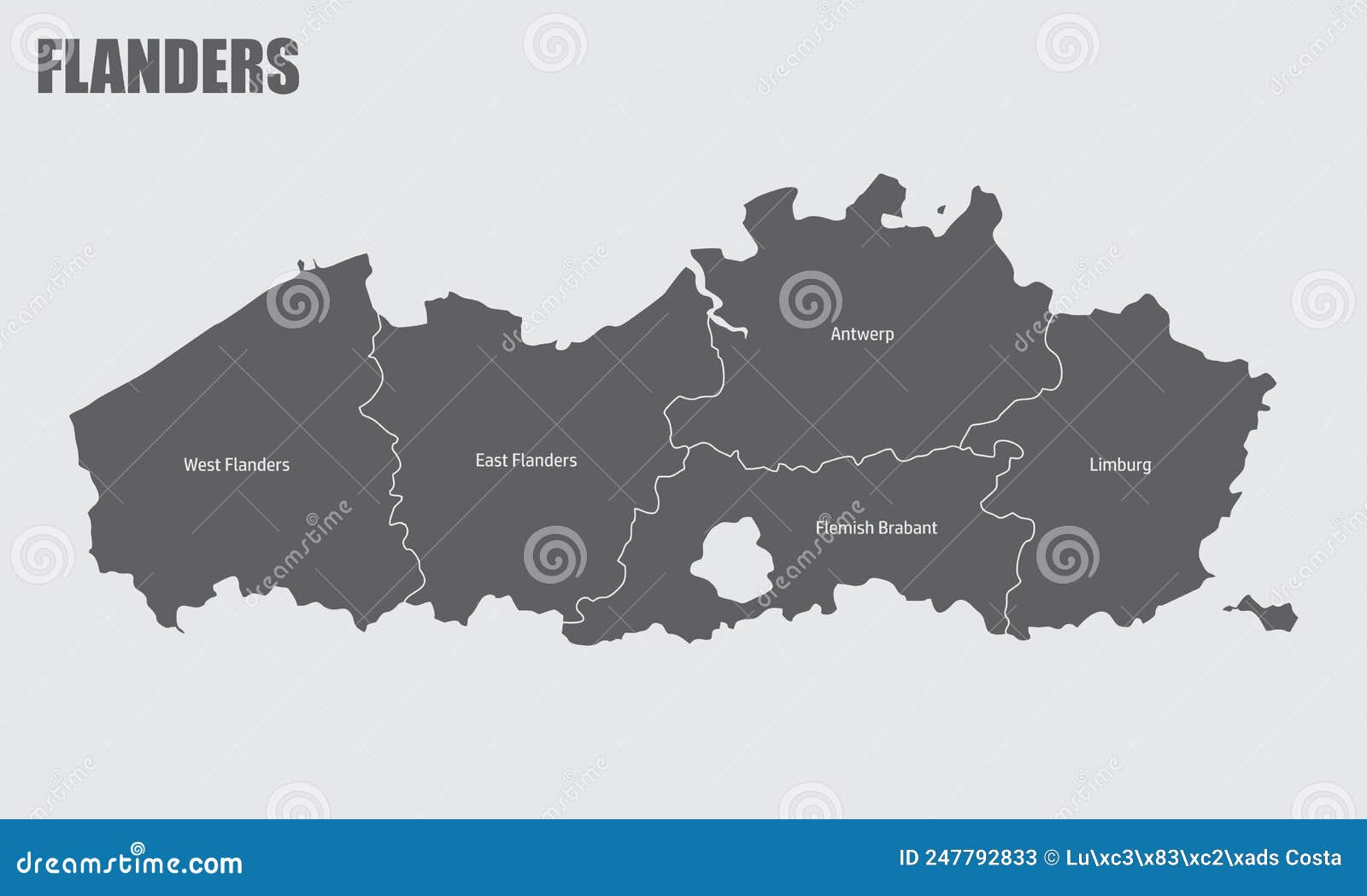 Flanders Administrative Map Stock Vector - Illustration of ...