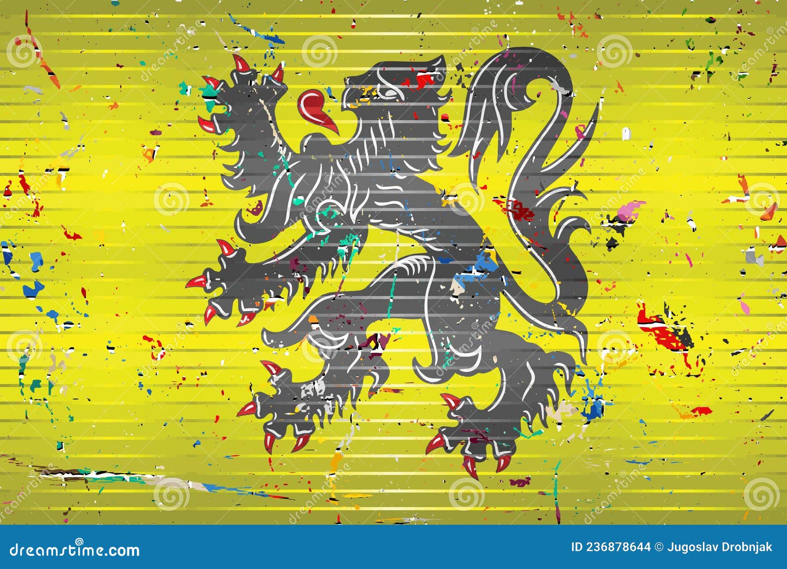 Flanders Flag with Color Stains Stock Vector - Illustration of color ...