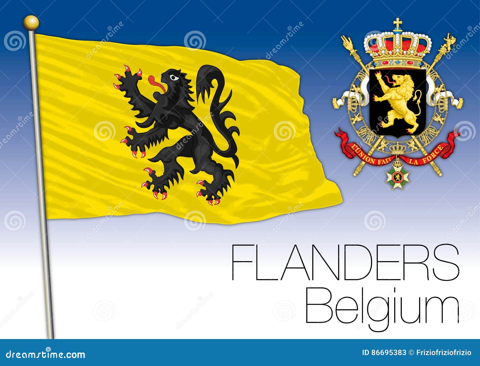 Flanders Regional Flagga, Belgien Vektor Illustrationer - Illustration ...