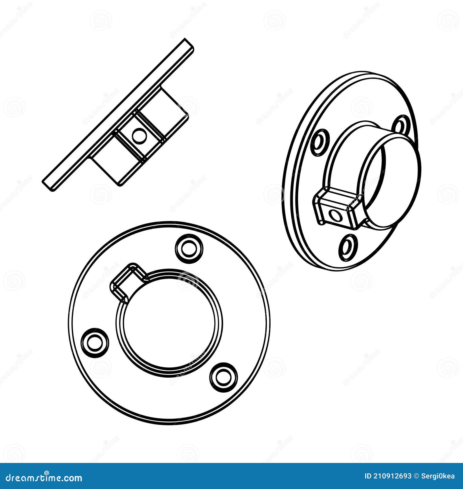 Flange, Collar. Clamp Vector Set | CartoonDealer.com #246923464