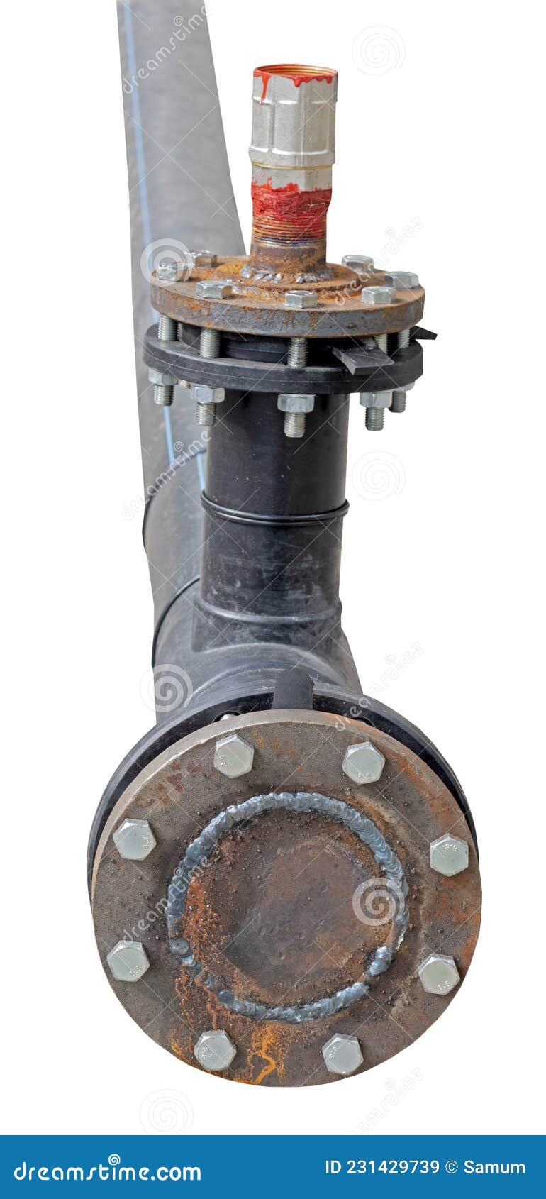 Flanges Pipe With Nuts And Bolts. Pipeline For Water Pump Indus Royalty ...