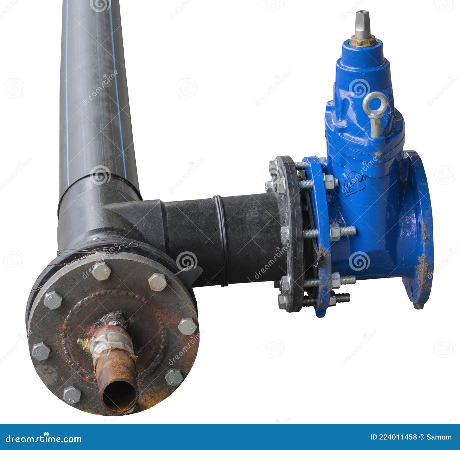 Flanges Pipe With Nuts And Bolts. Pipeline For Water Pump Indus Royalty ...