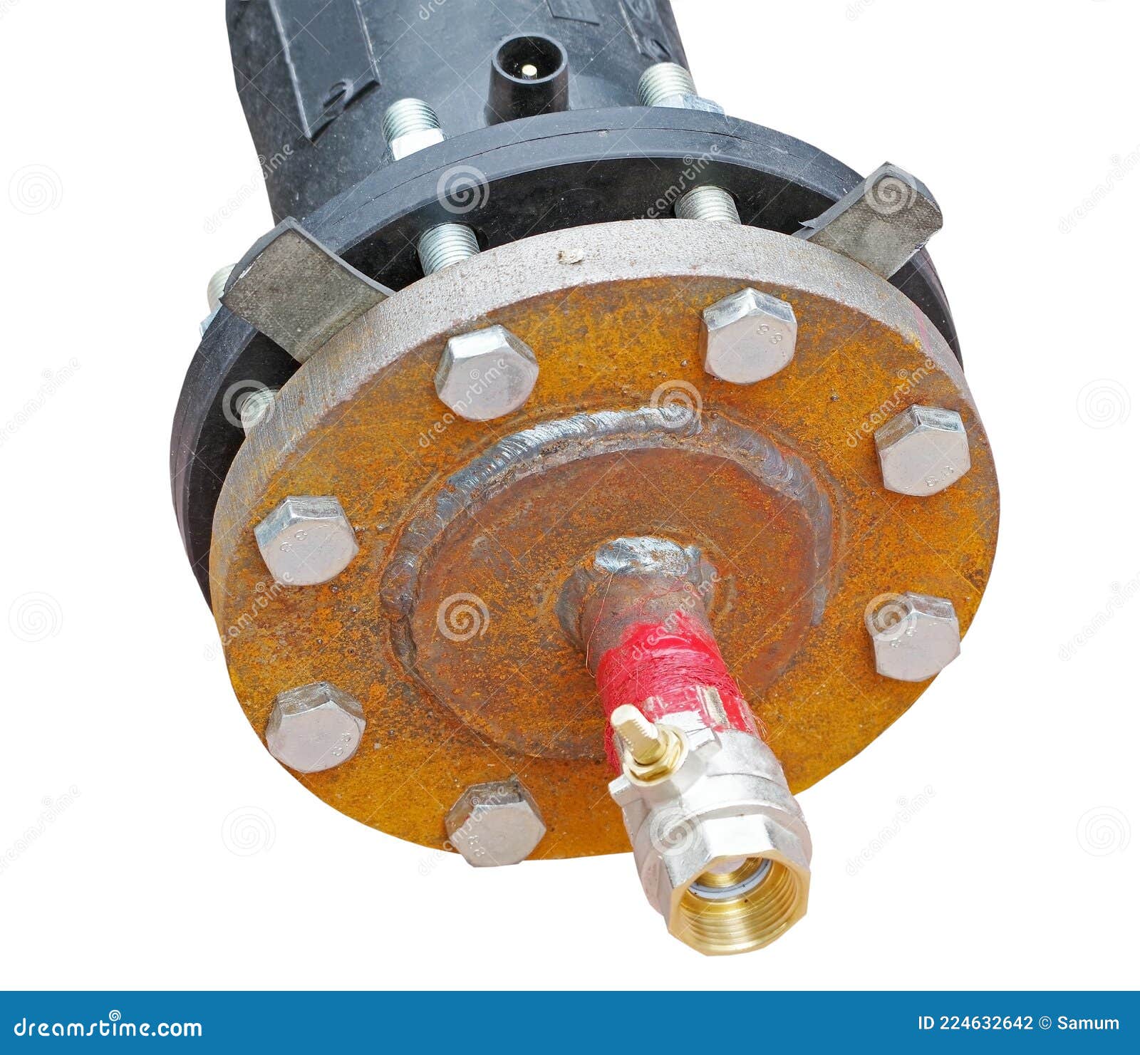 Flanges Pipe With Nuts And Bolts. Pipeline For Water Pump Indus Royalty ...