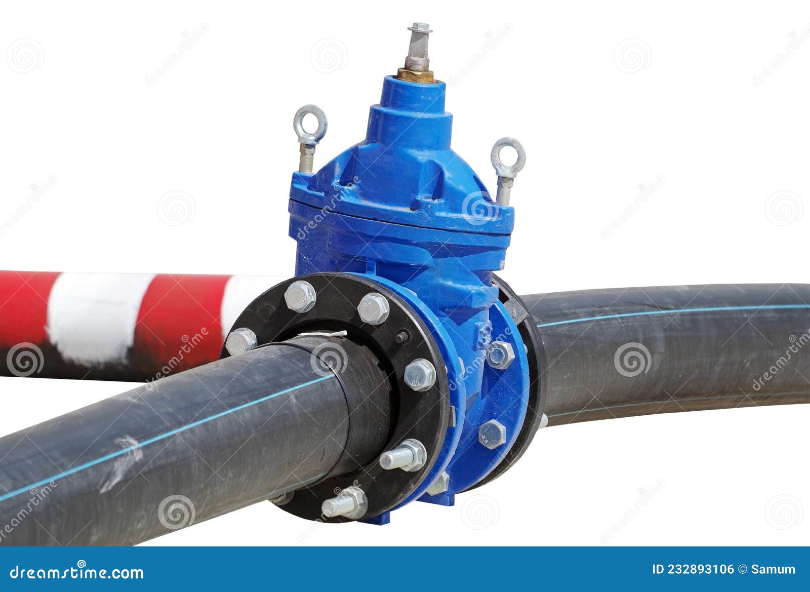 Flanges Pipe With Nuts And Bolts. Pipeline For Water Pump Indus Royalty ...