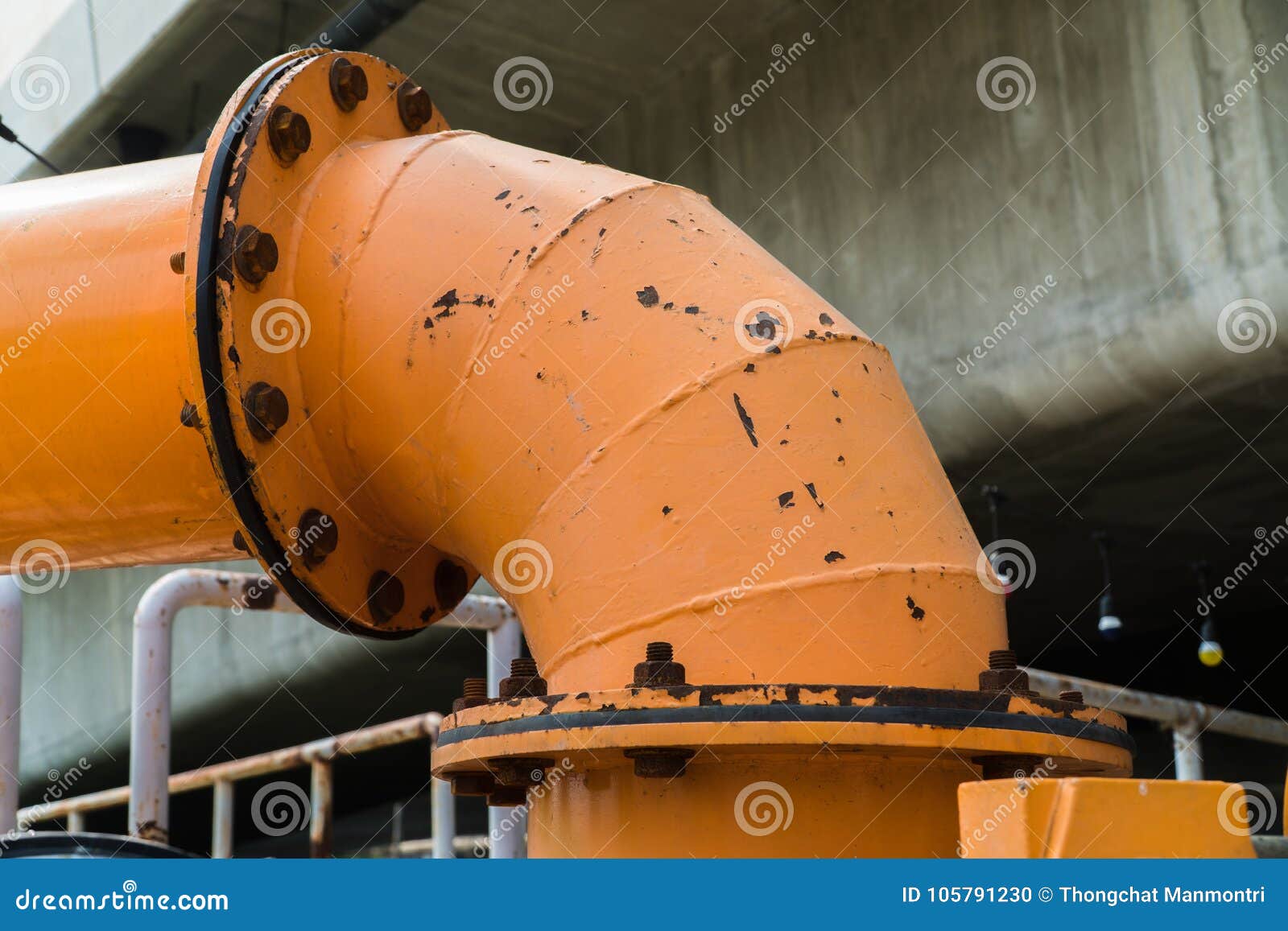 Flanges Pipe with Nuts and Bolts. Pipeline for Water Pump Indus Stock ...