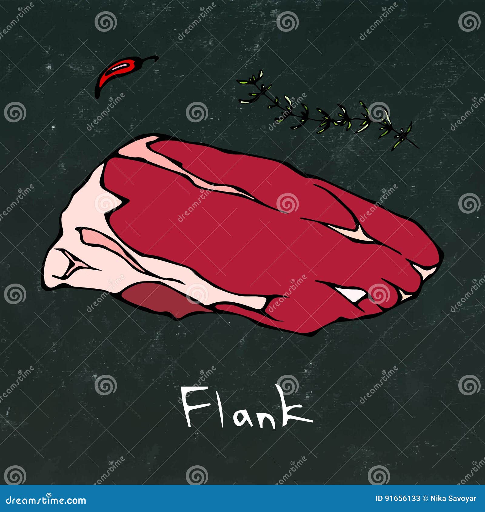Flank Steak. Vector Cartoon Illustration. Isolated Object On A White ...