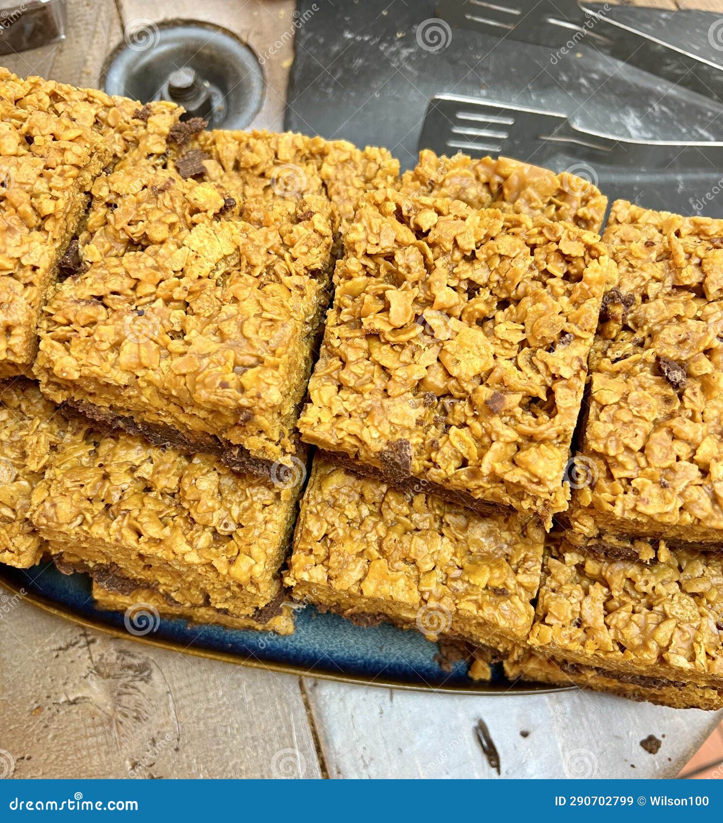 Flapjack stock image. Image of squares, flakes, cake - 290702799
